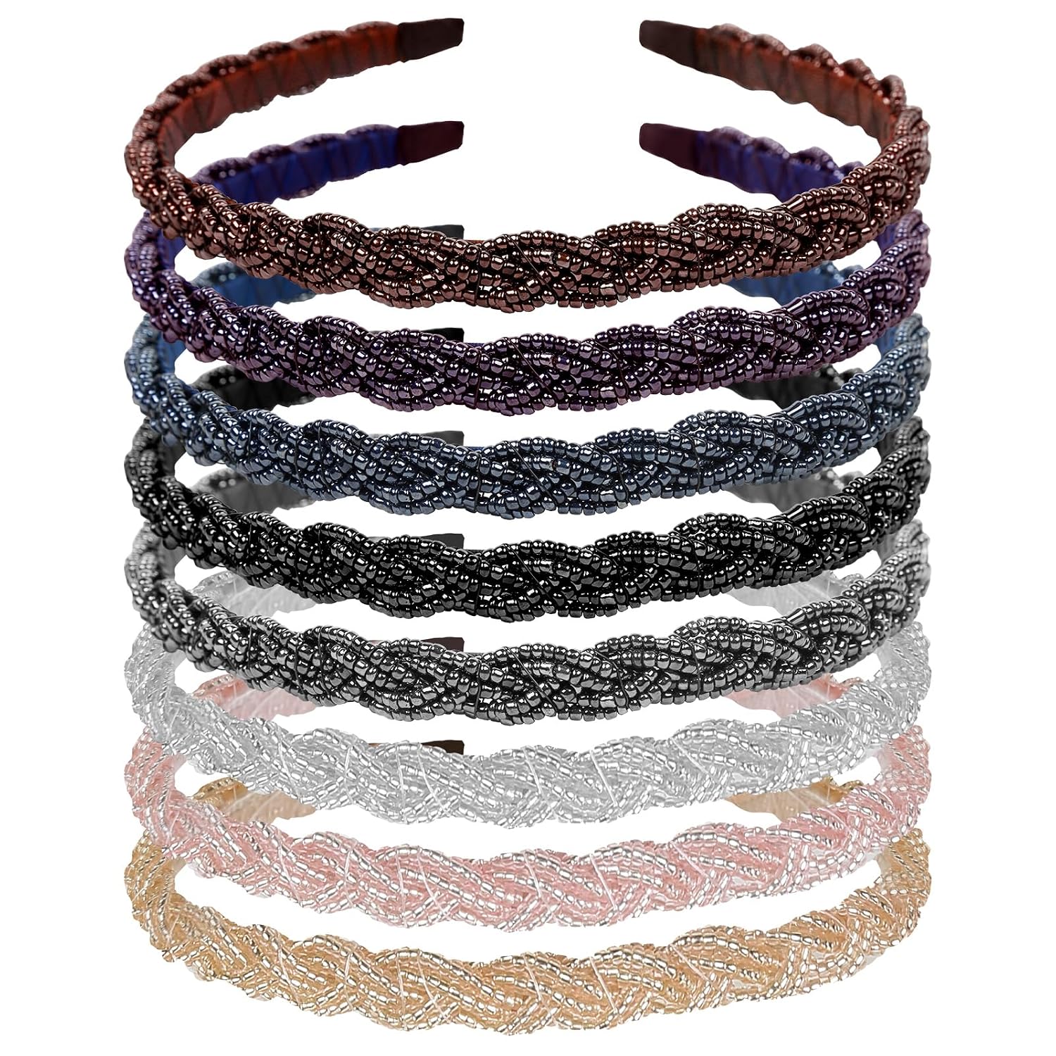 Amazon.com : WOVOWOVO Braid Headbands for Women, 8 pcs Sparkly Beaded ...