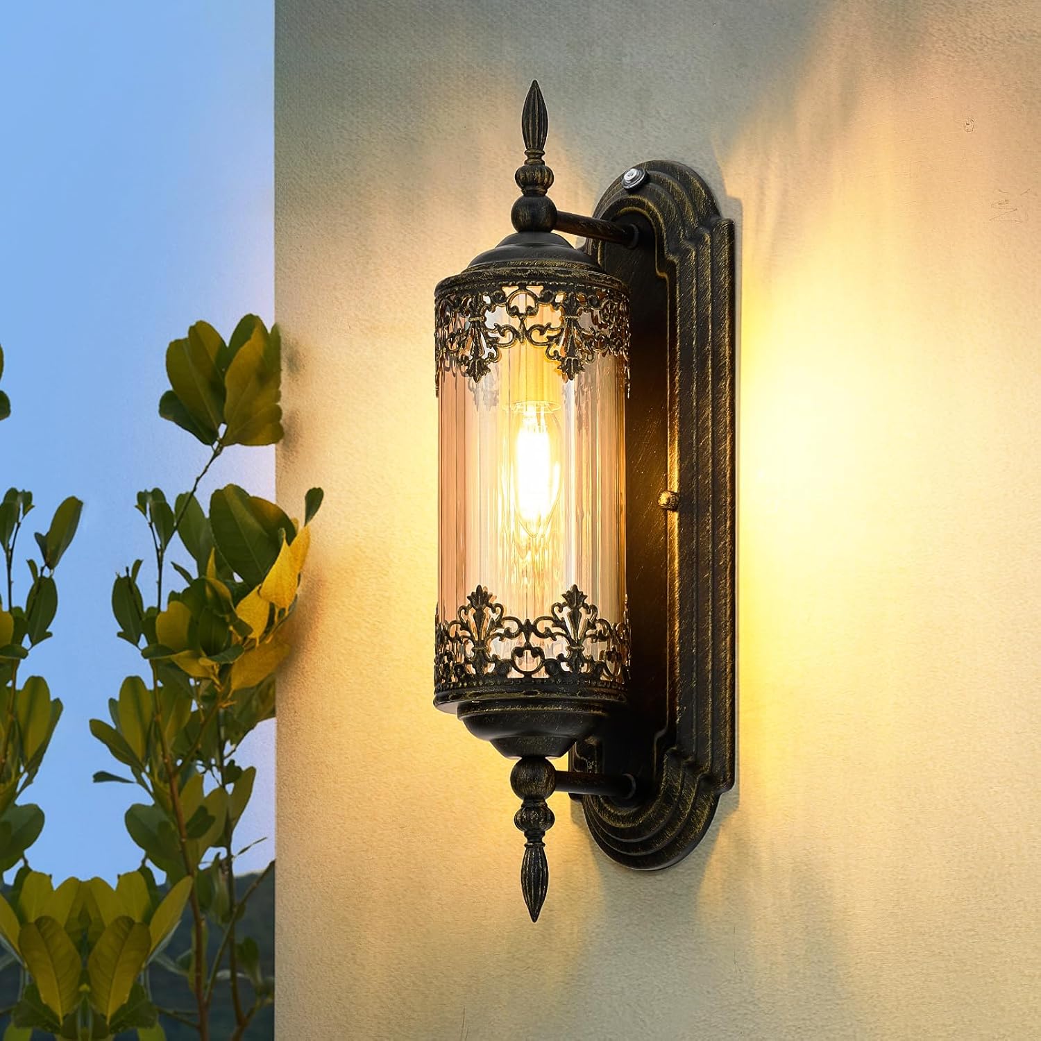 RONGHUAFUGUI Outdoor Wall Light with Dusk to Dawn Sensor, Waterproof ...