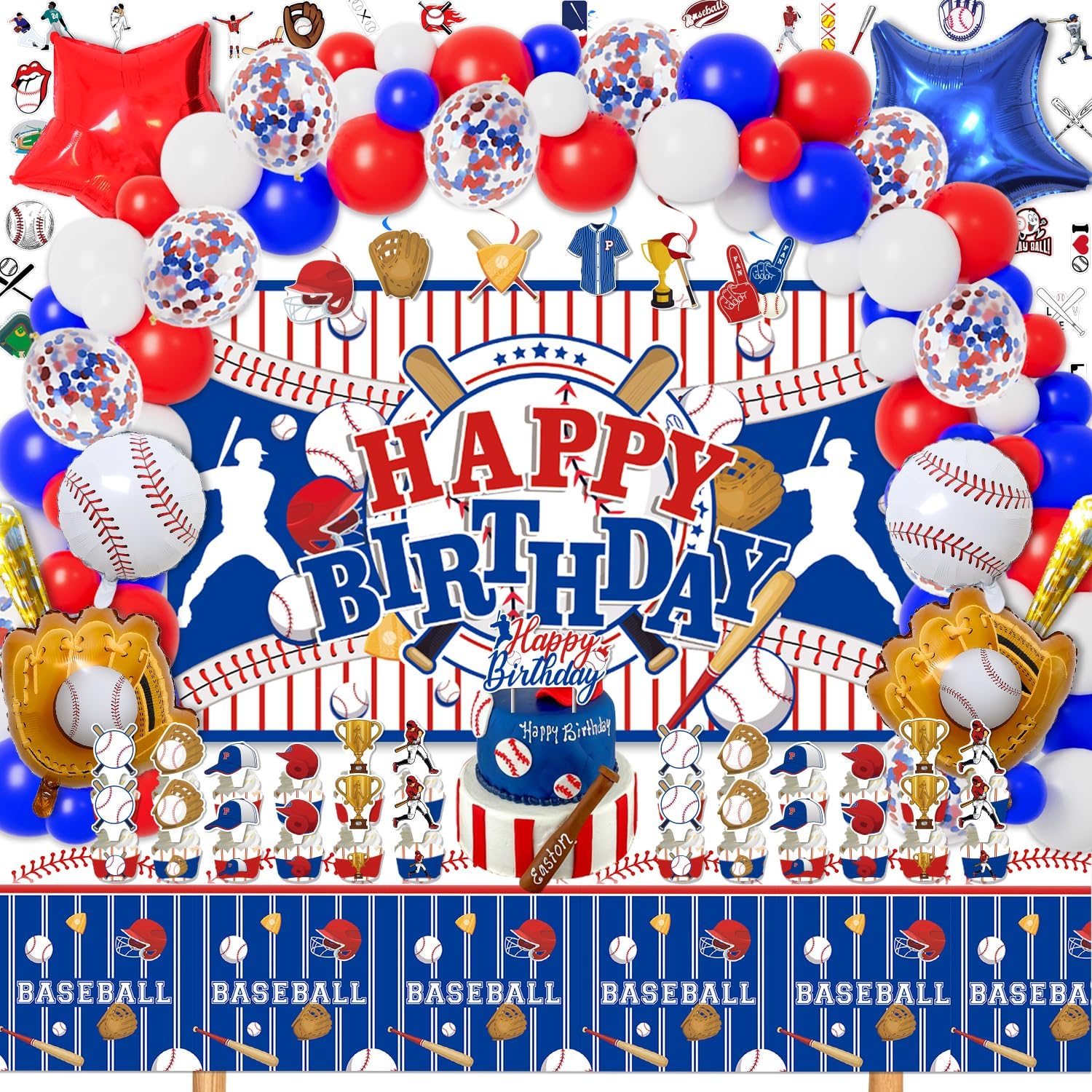Amazon.com: 26 PCS Baseball Party Banners Baseball Birthday Decorations ...