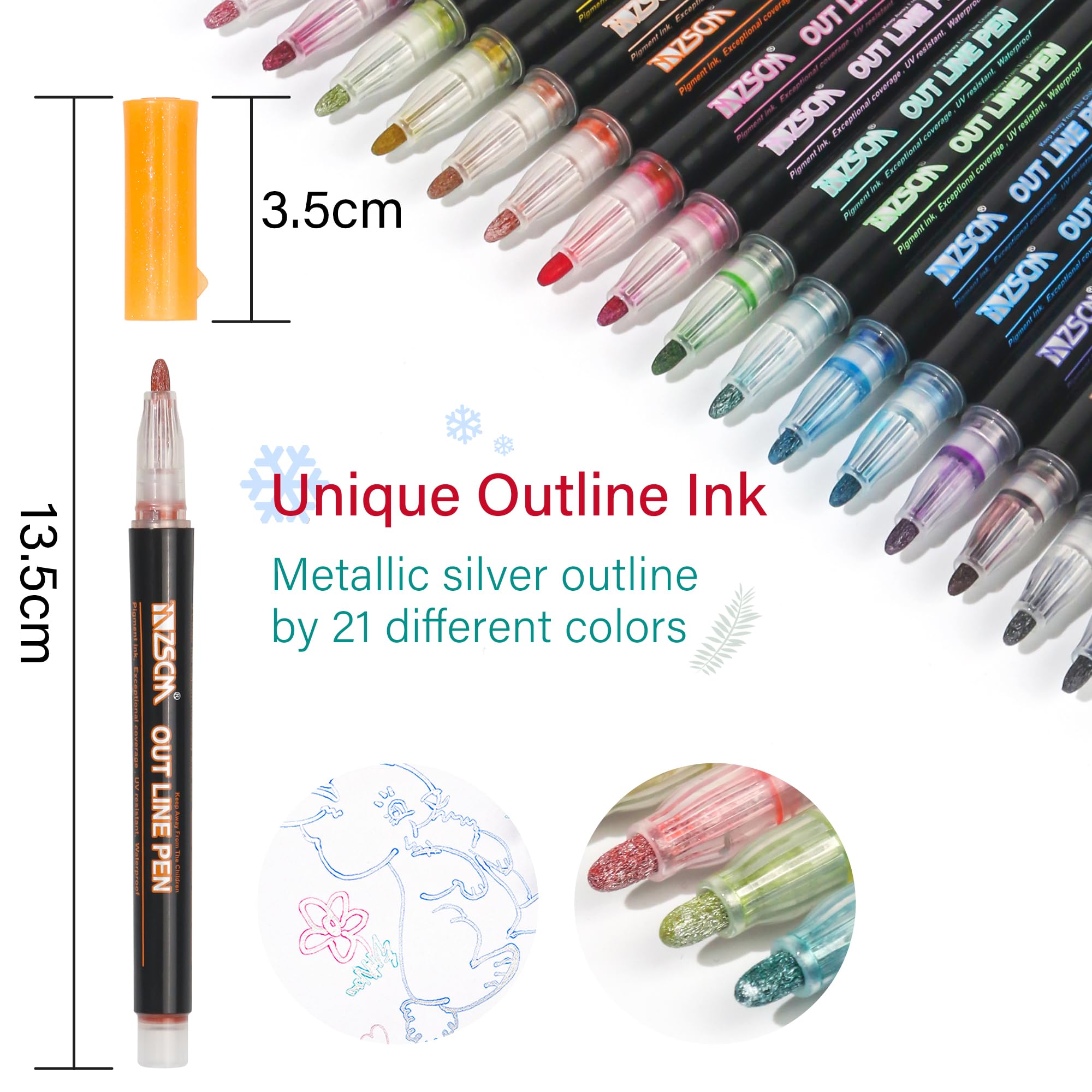 Snapklik.com : Outline Metallic Markers Set, ZSCM 21 Colors Super ...
