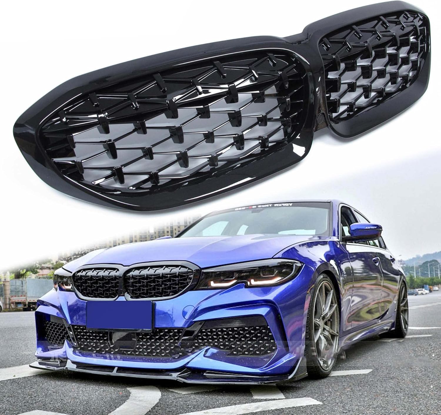 Amazon.com: Autunik Black Diamond Front Kidney Grille Grill fits for ...