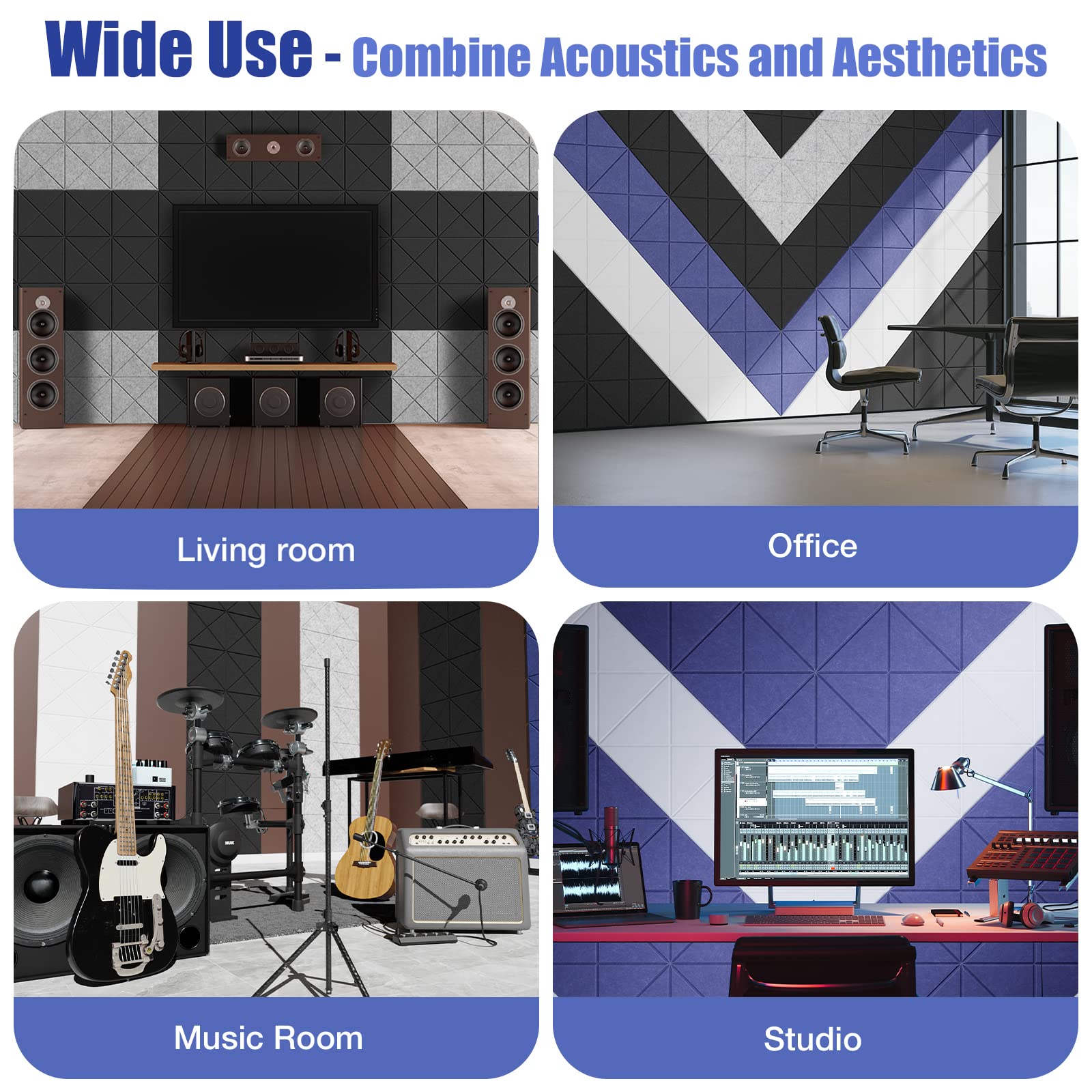 Acoustic Foam 22 Pack - Sound Proof Foam For Studio, Office & Home ...