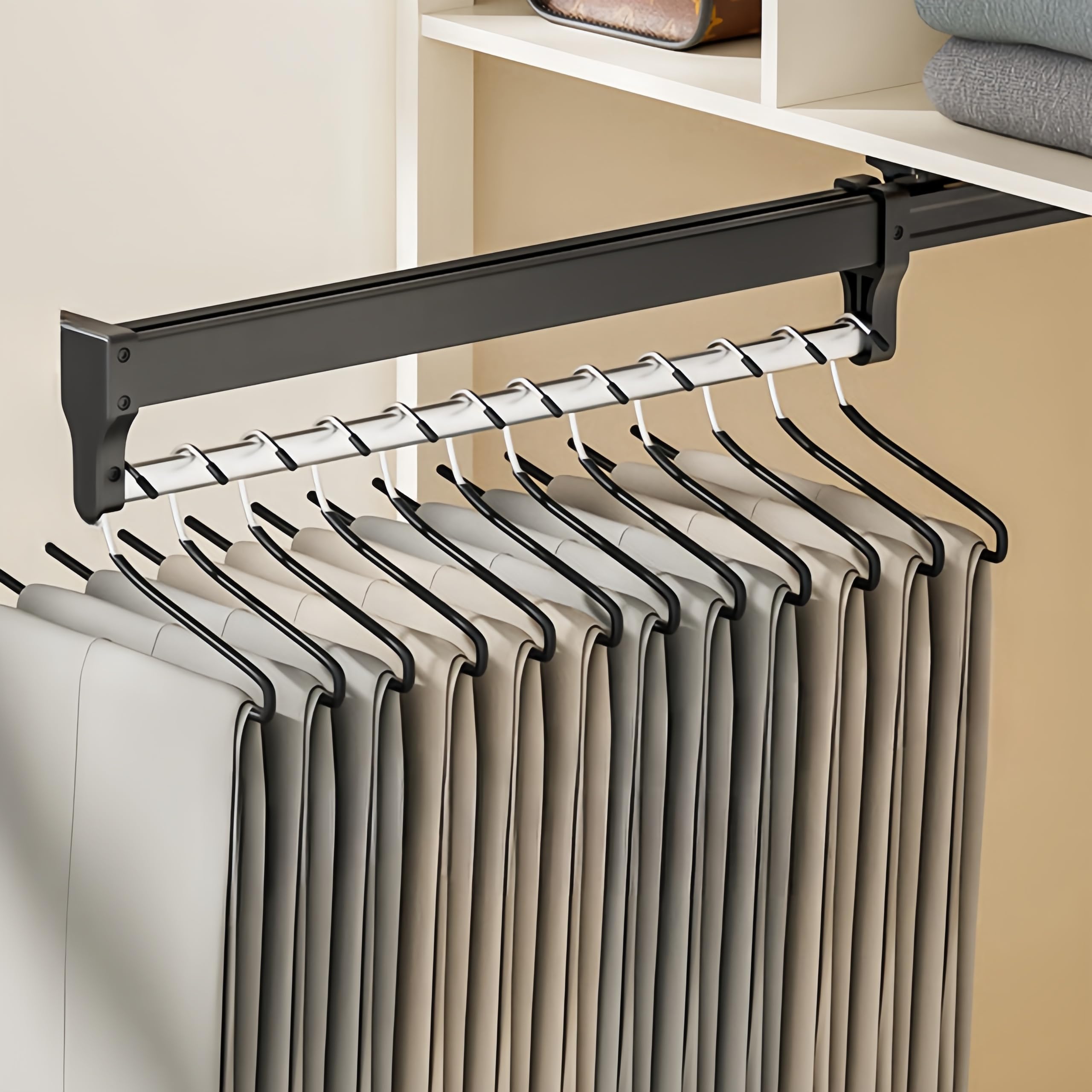 ANXJLEO Pull Out Clothes Hanger Rail Rack,Extendable Trouser Hangers ...