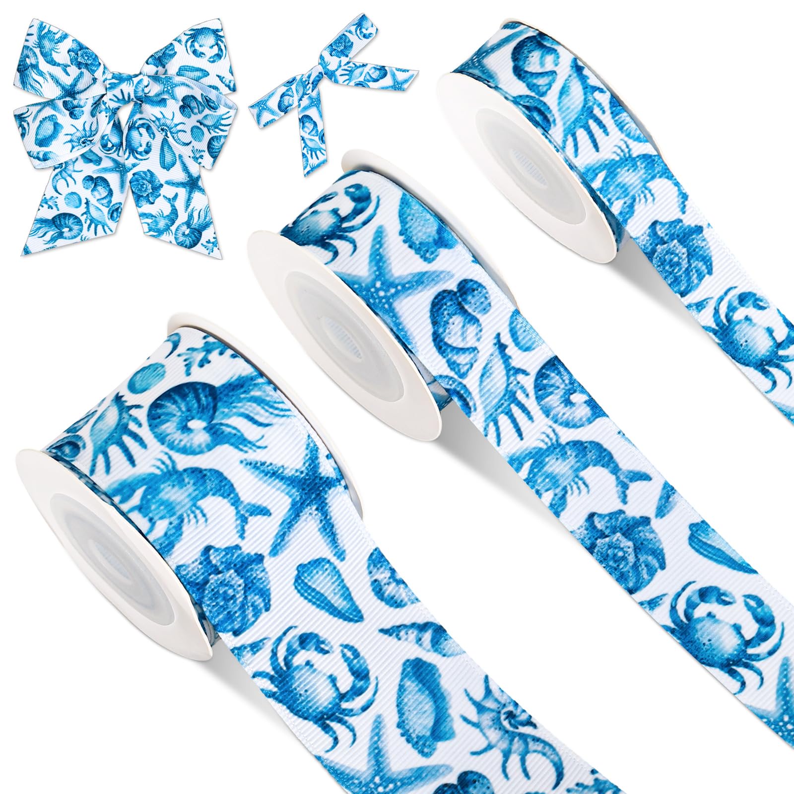 Amazon.com: JarThenaAMCS 3 Roll Summer Beach Sea Grosgrain Ribbon ...
