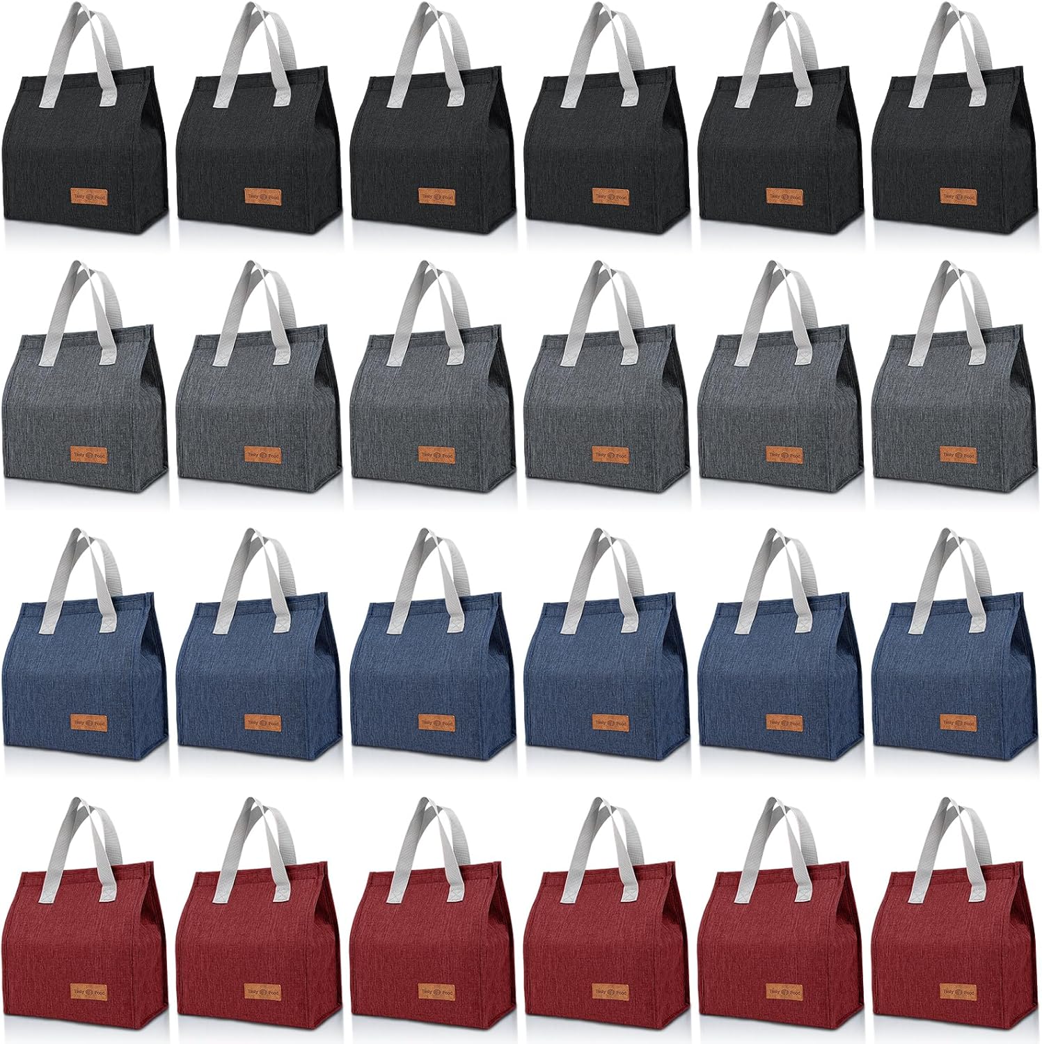 VZZNN 24 Pack Lunch Bags Bulk,Insulated Reusable Lunch Bags with ...