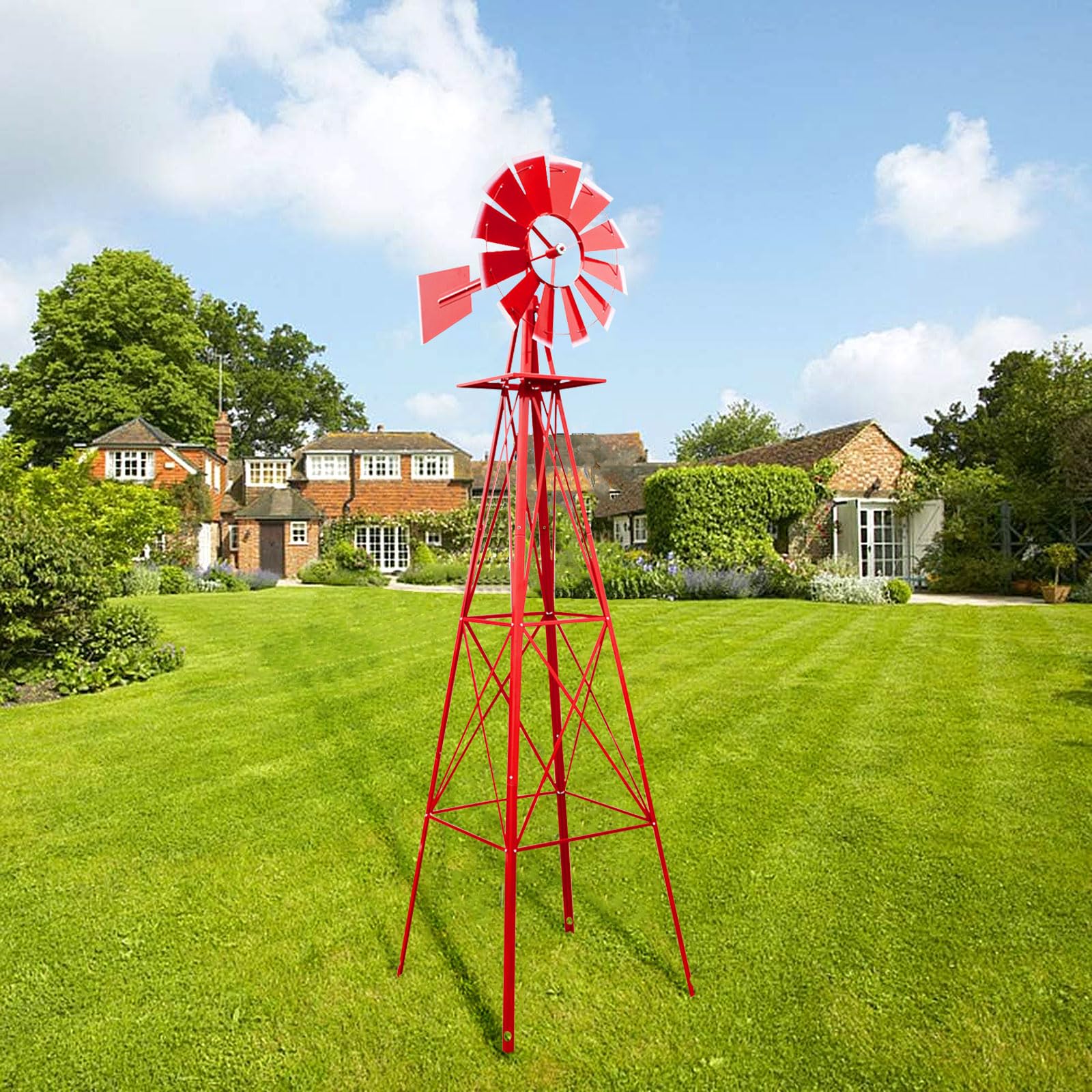 8FT Ornamental Wind Mill Backyard Garden Heavy Metal Weather Vane 4 ...