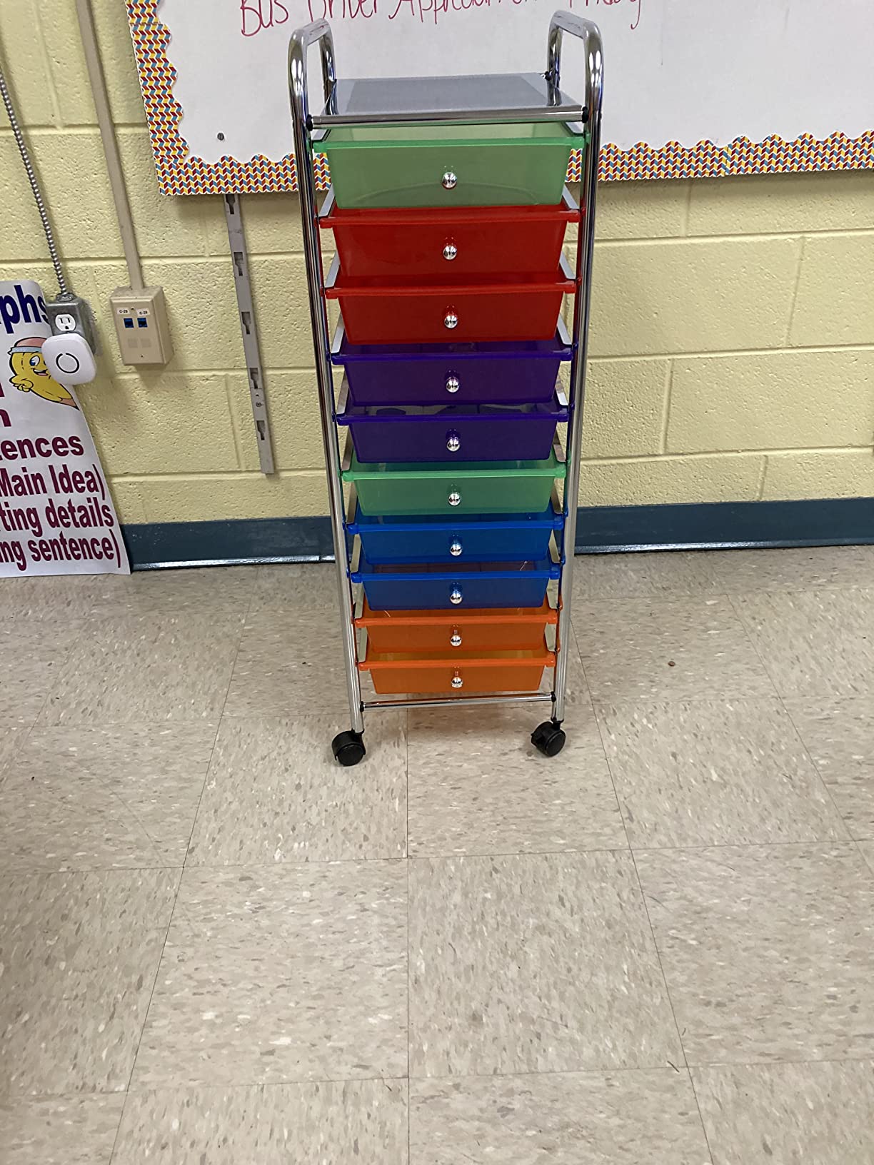 Amazon.com: FDMASK 10-Drawer Multi-Color Rolling Cart, Rainbow : Office ...