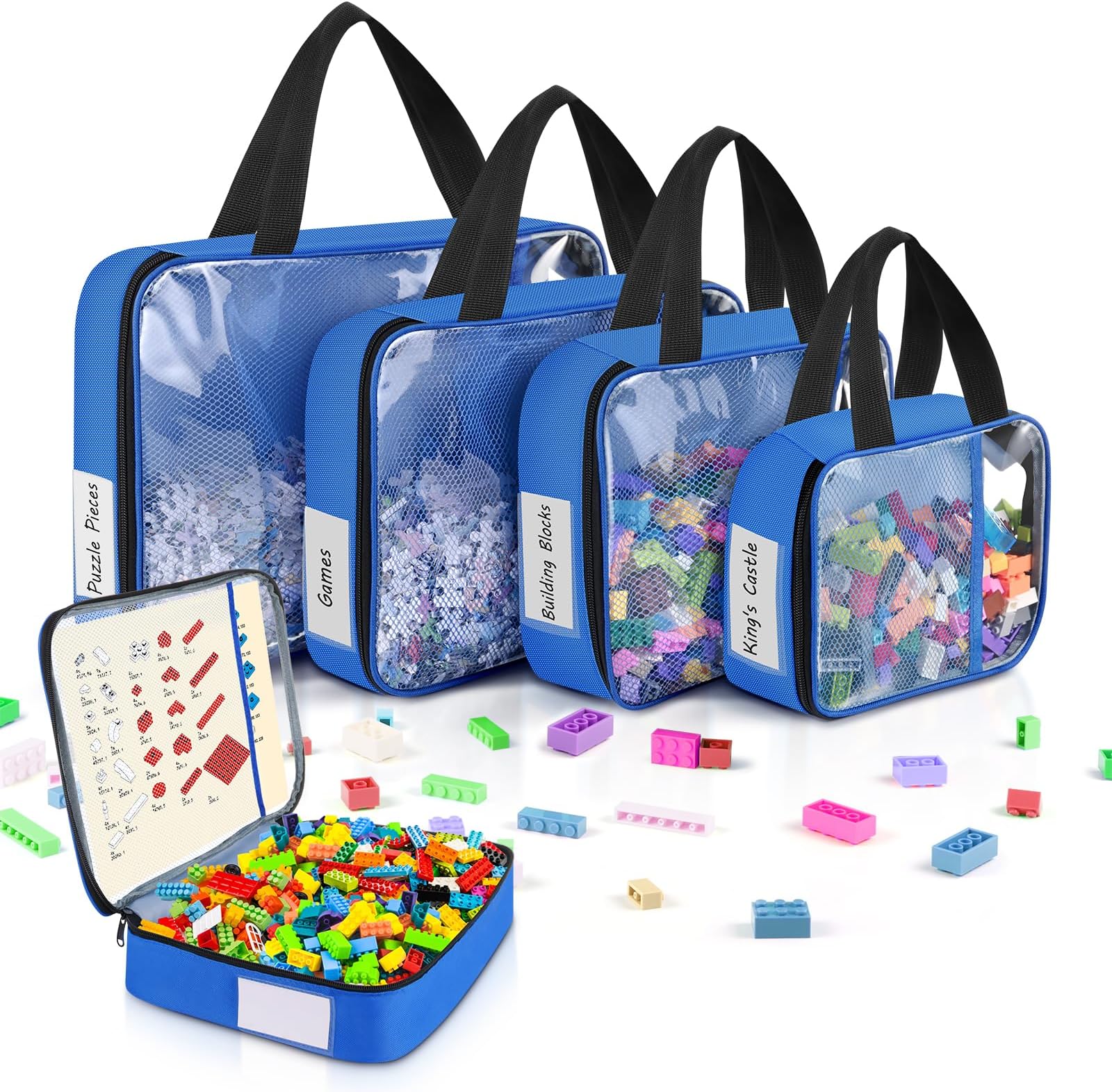 Amazon.com: 4 Pcs Toy Storage Bags with Zipper & Labels, Organizer Bags ...