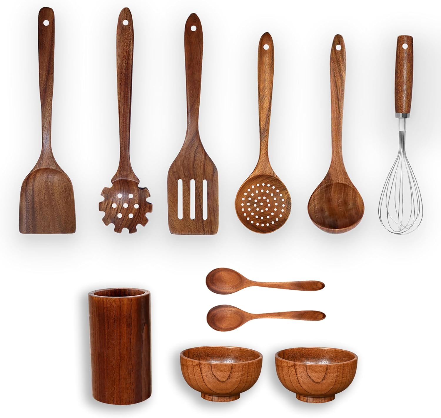 Amazon.com: 11 piece non stick wooden cookware set, non stick cookware ...