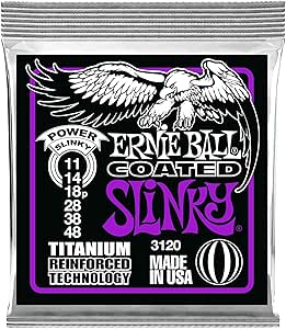 Amazon.com: Ernie Ball Power Slinky Coated Titanium Electric Guitar Strings, 11-48 Gauge (P03120)