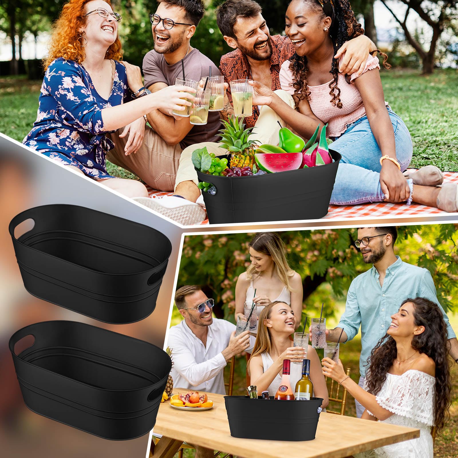 6 Pieces 4 Gallon Large Ice Buckets Beverage Tubs for Parties ...