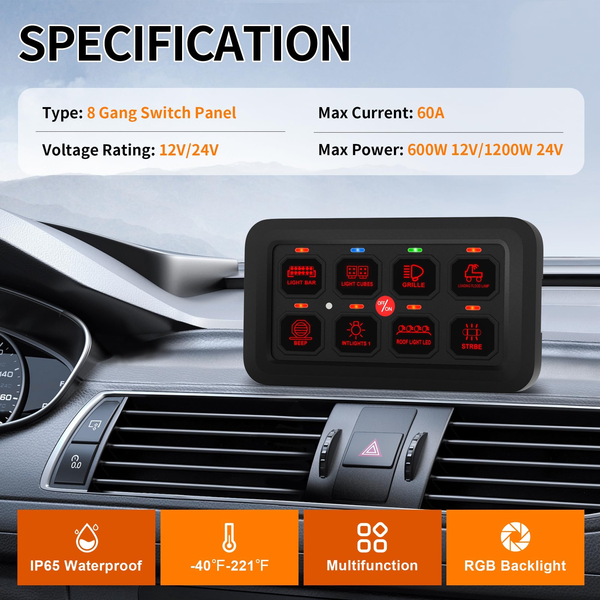 Snapklik.com : 8 Gang Switch Panel RGB LED Light Switch Panel ...