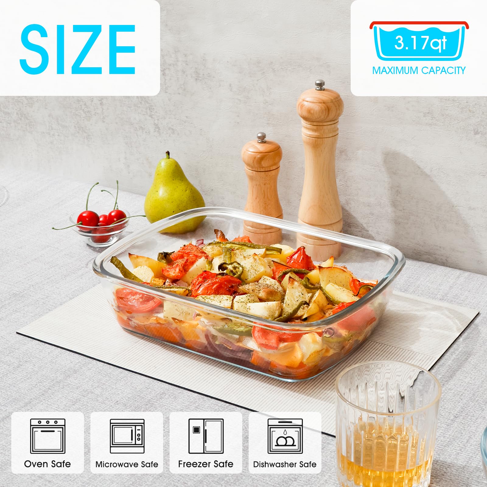 Snapklik.com : NUTRIUPS 9x11-Inch, 3 QT Rectangle Glass Baking Dish