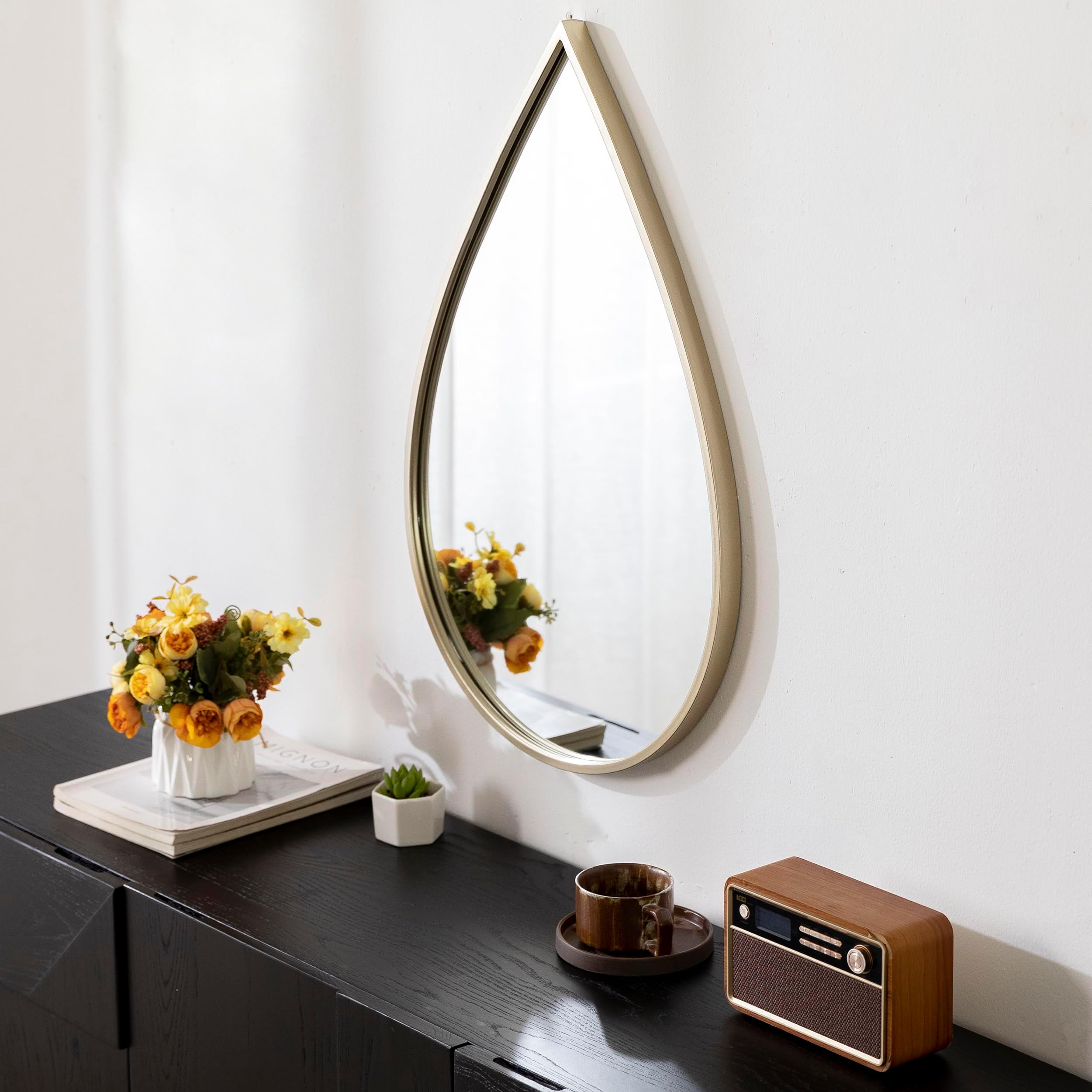 Amazon.com: Kujielan Gold Wall Mirror Teardrop Decorative Hanging ...