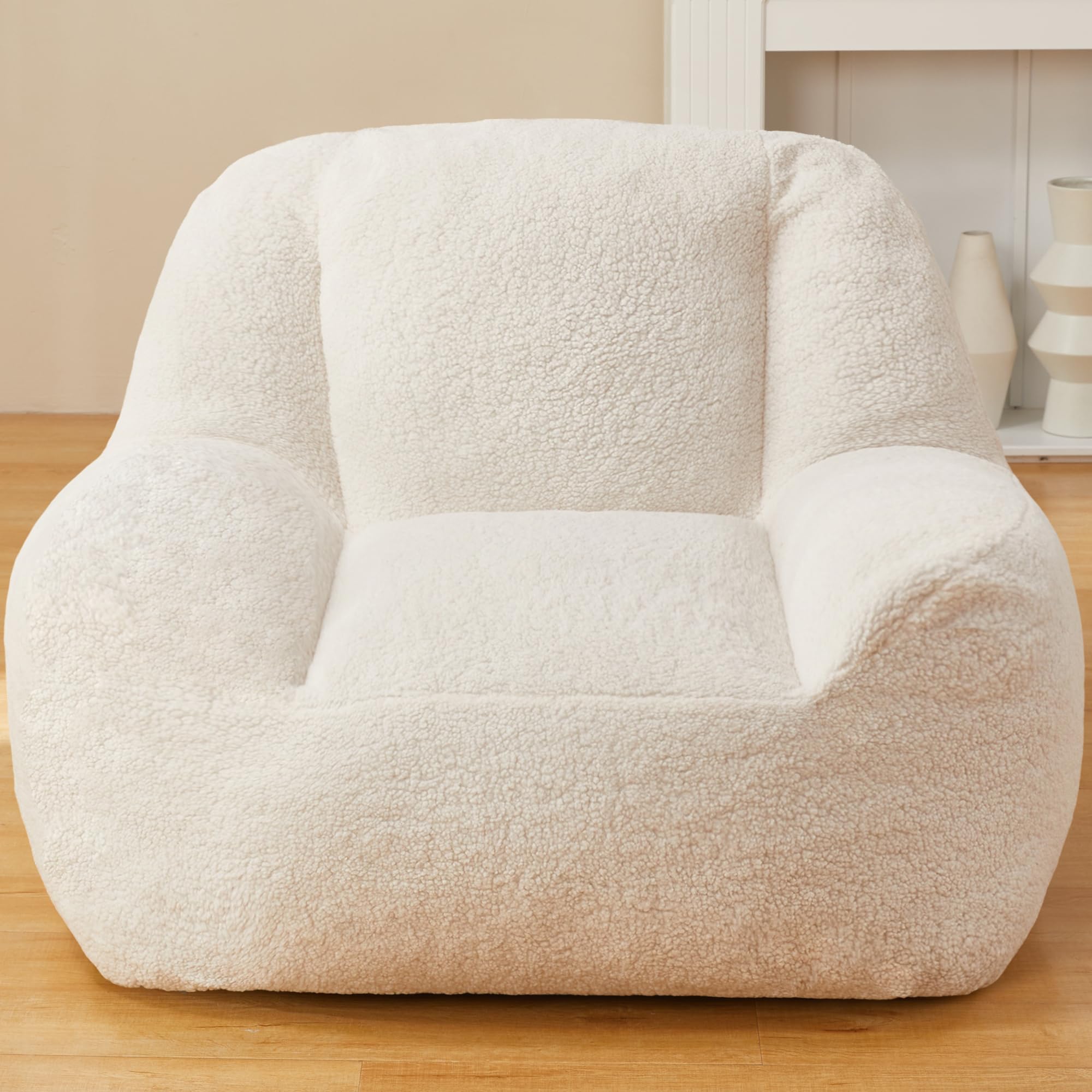 Amazon.com: MAXYOYO Sherpa Bean Bag Chair, Boucle Tufted Bean Bag Couch ...