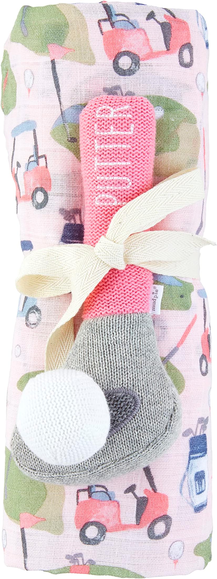 Amazon.com: Mud Pie Pink Golf Swaddle and Rattle : Baby