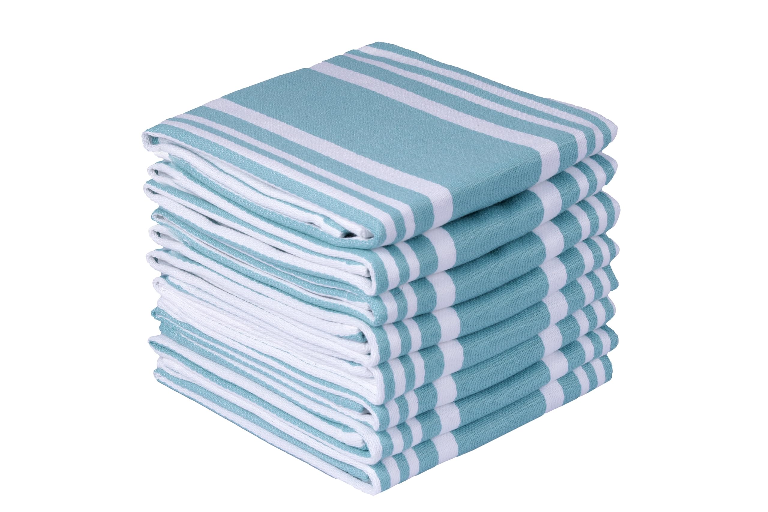 Amazon.com: Gratico Dish Cloth Set of 8 Aqua White Stripes 12X12 Inches ...