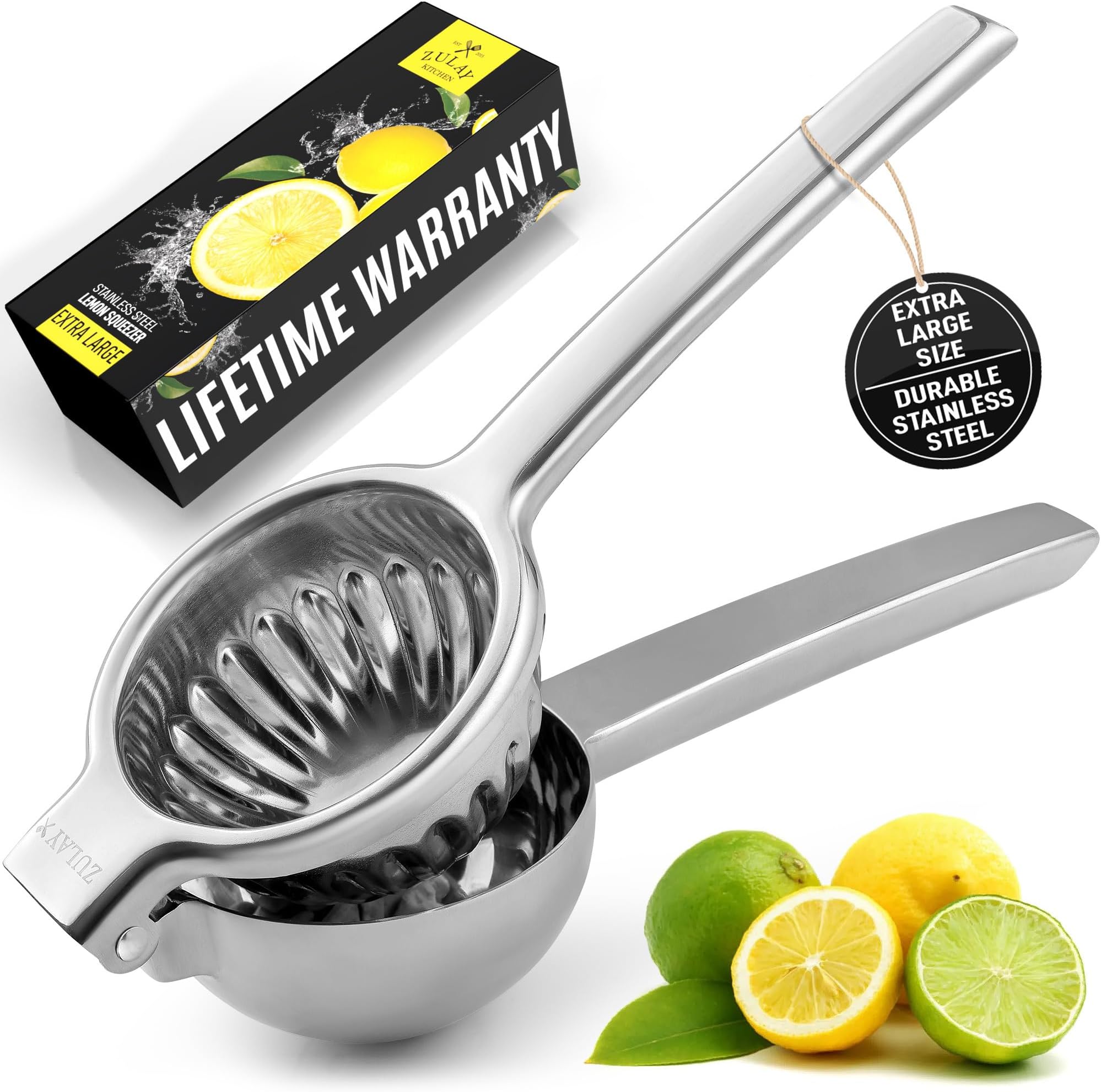 Amazon.com: Zulay Extra Large Lemon Squeezer Stainless Steel - Easy ...
