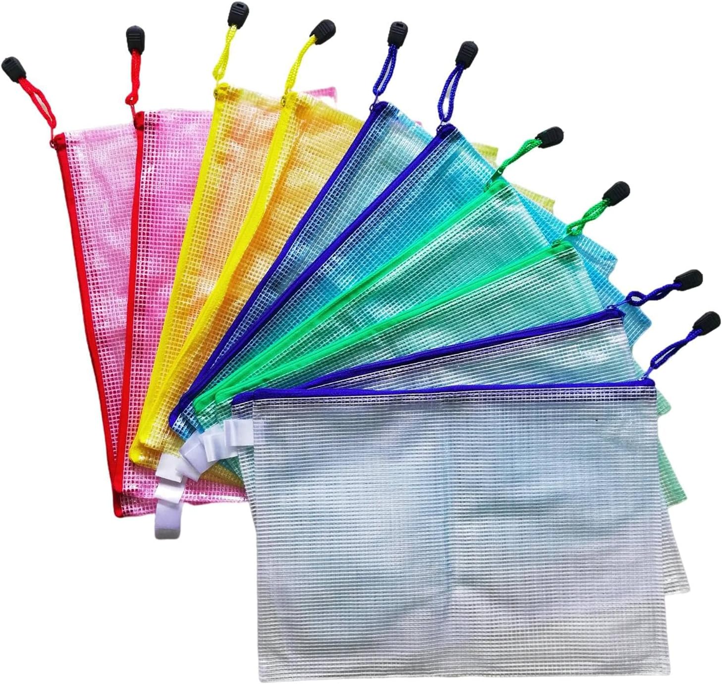 Amazon.com: FOGMETROP 10 Pieces of Plastic mesh File Bag Zipper Bag ...