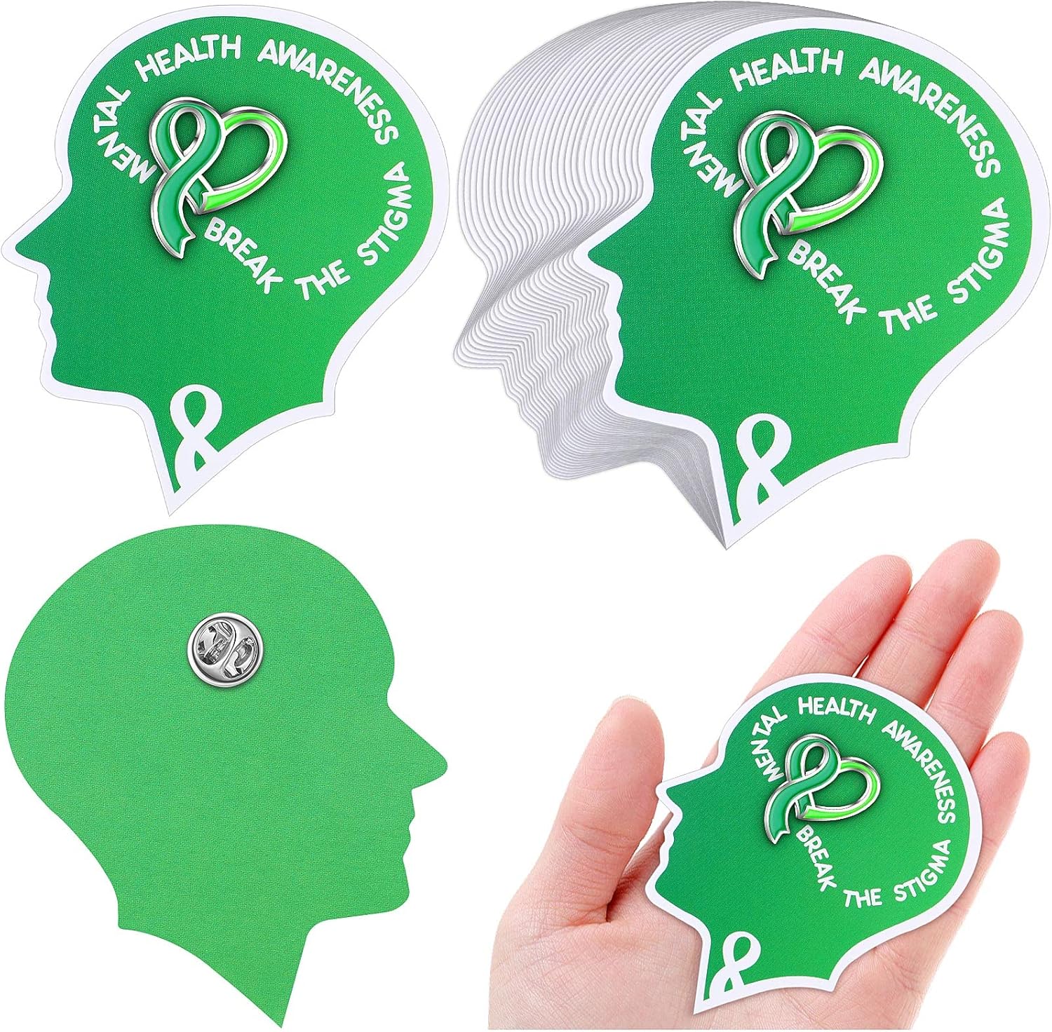 Amazon.com: Jexine 20 Pieces Mental Health Awareness Pin Bulk Green ...