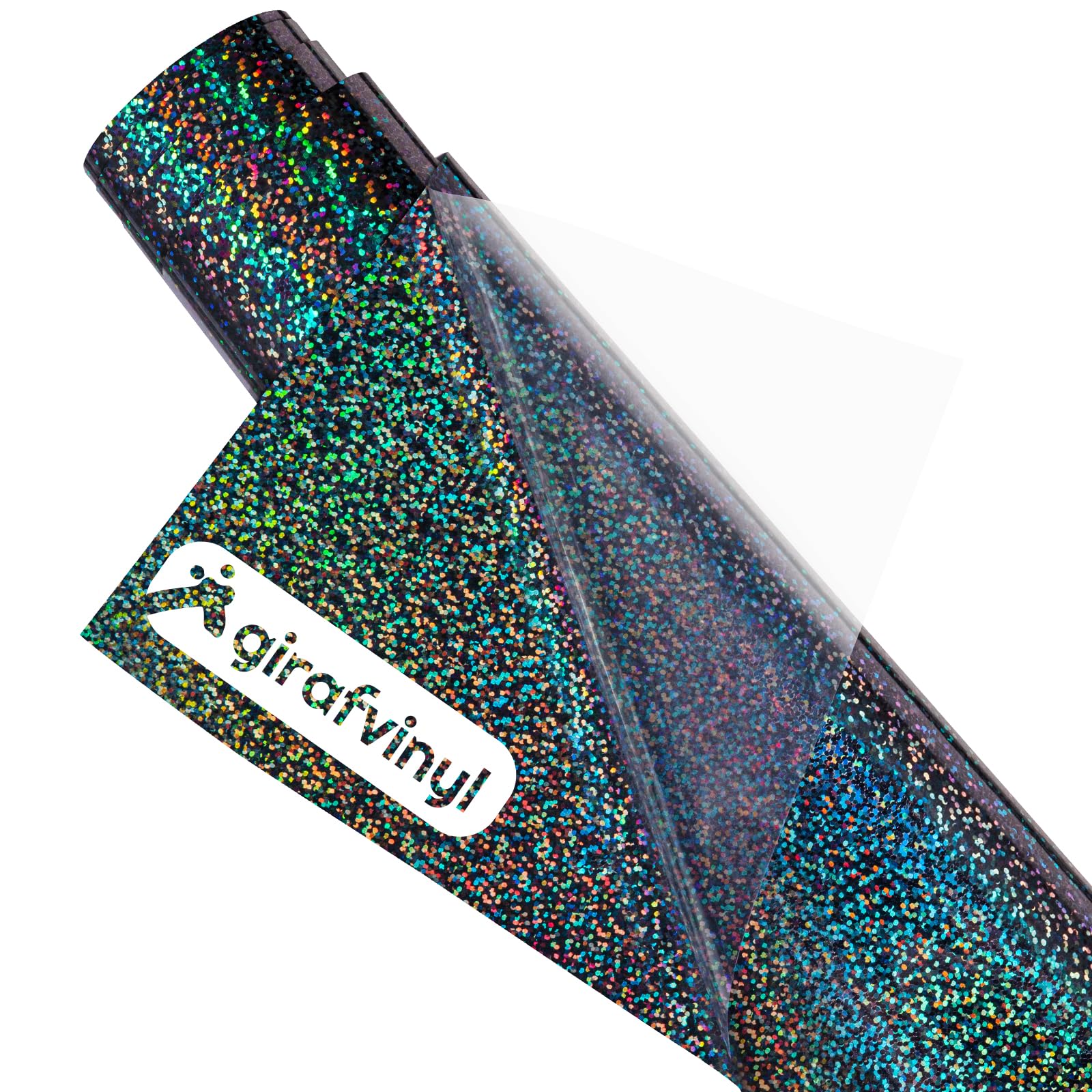 Amazon.com: GIRAFVINYL Black Glitter HTV Holographic Vinyl Heat ...