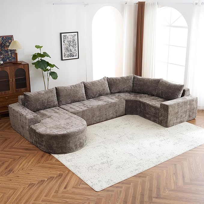 Amazon.com: Eafurn Oversized U Shaped Floor Lounge Sofa Full Foam ...