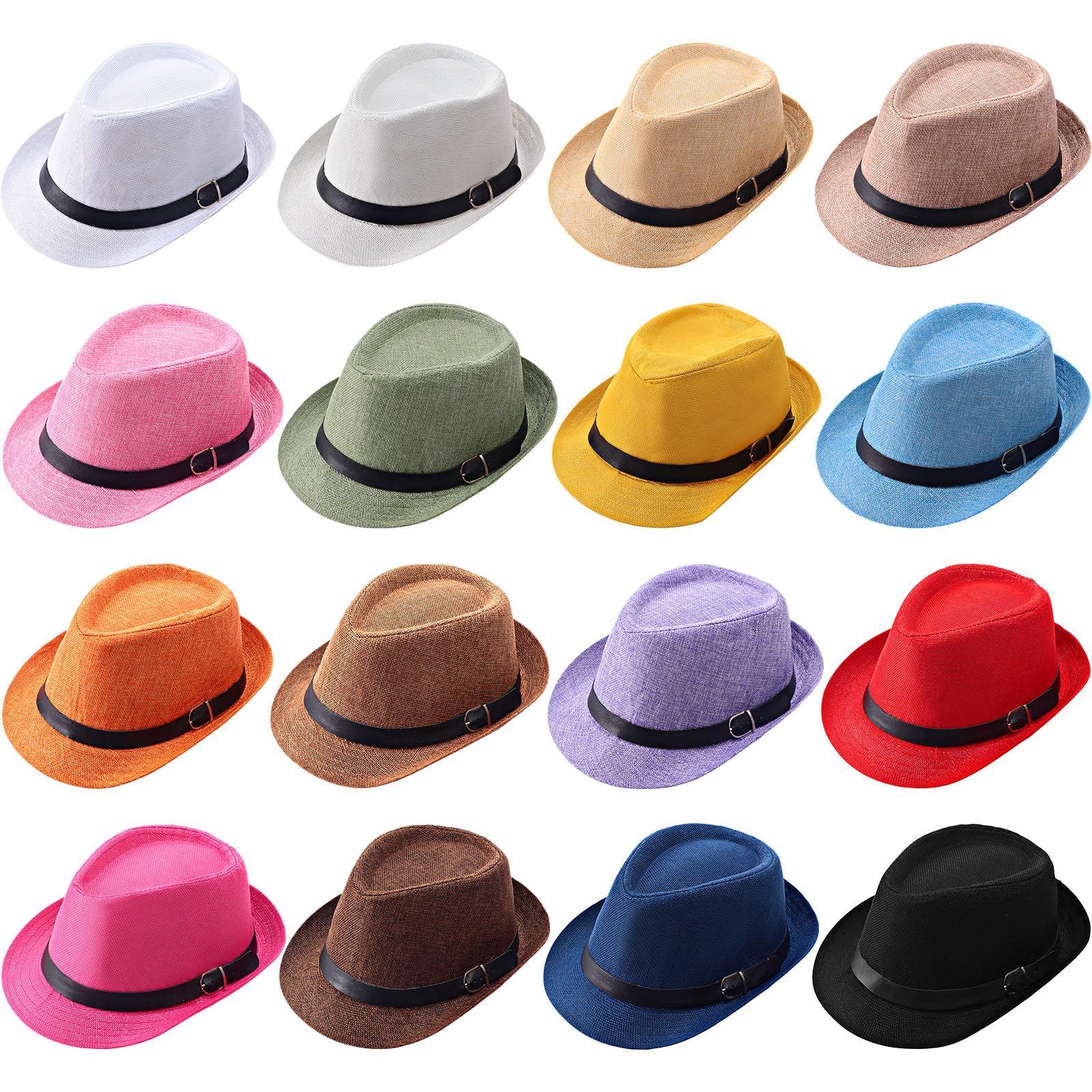 Liitrsh 16 Pack Short Brim for Men Women Classic Trilby Hat Panama Hat ...