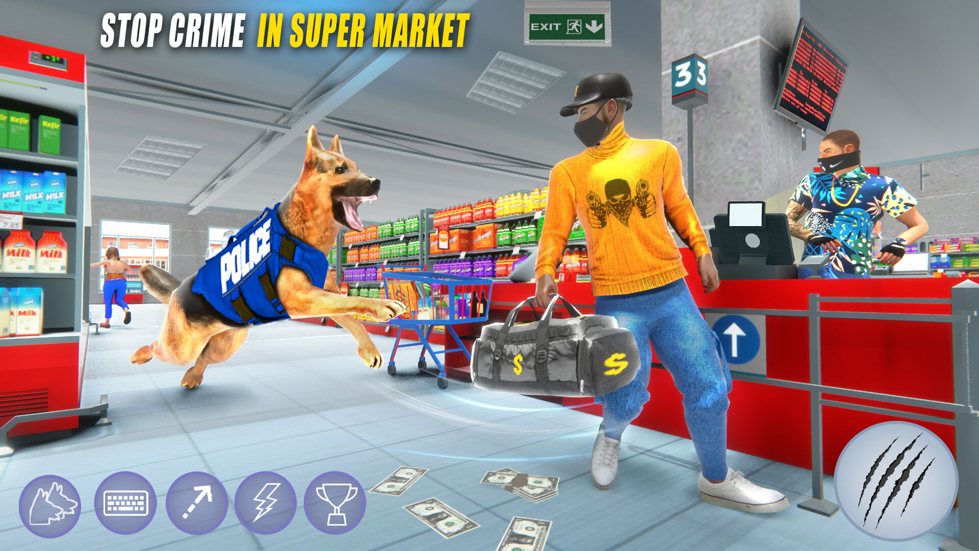 Police Dog Supermarket Crime Shooting/ Supermarket Games: Shopping Mall ...
