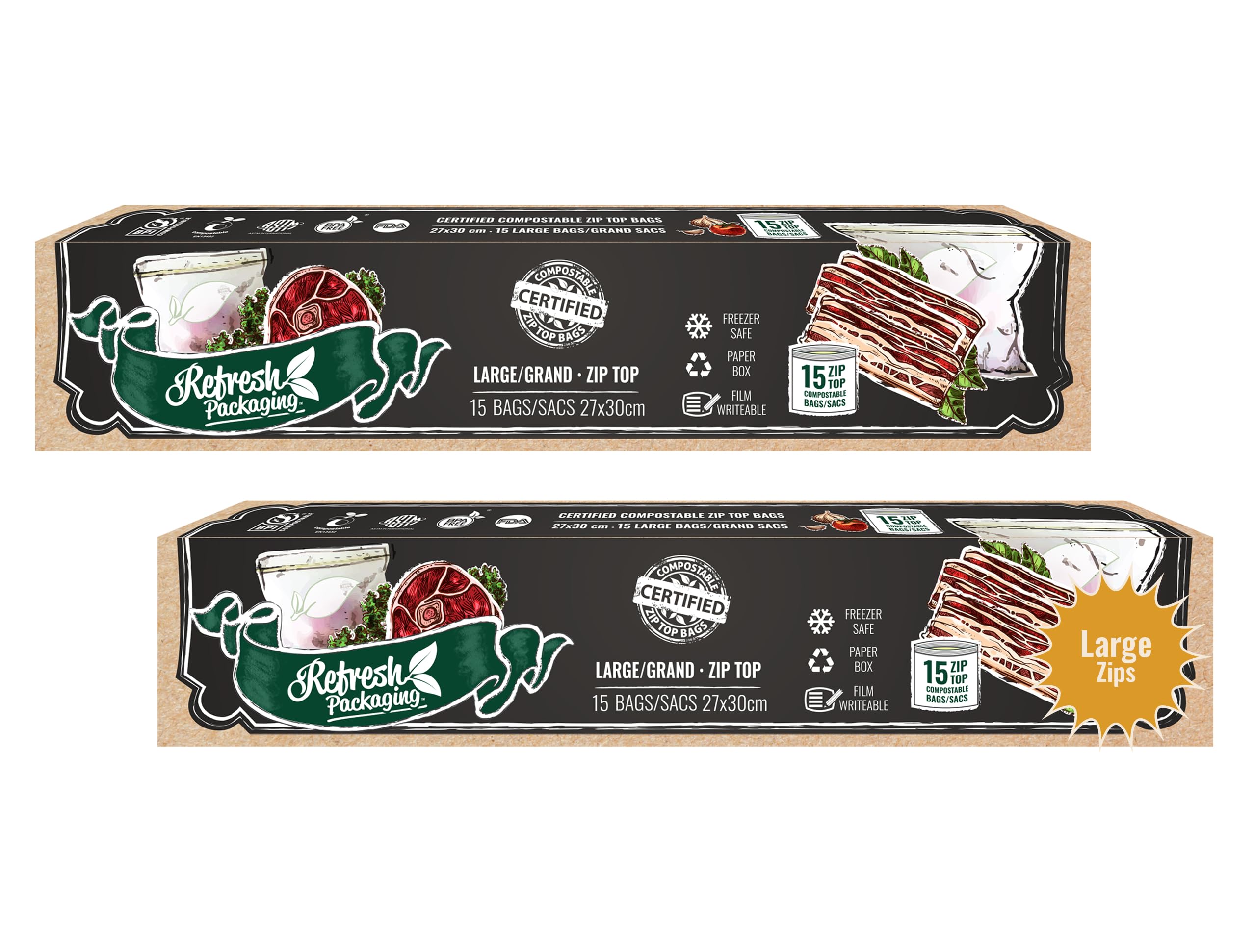 Refresh Packaging Freezer Bags - 100% Certified Ziplock Bags ...