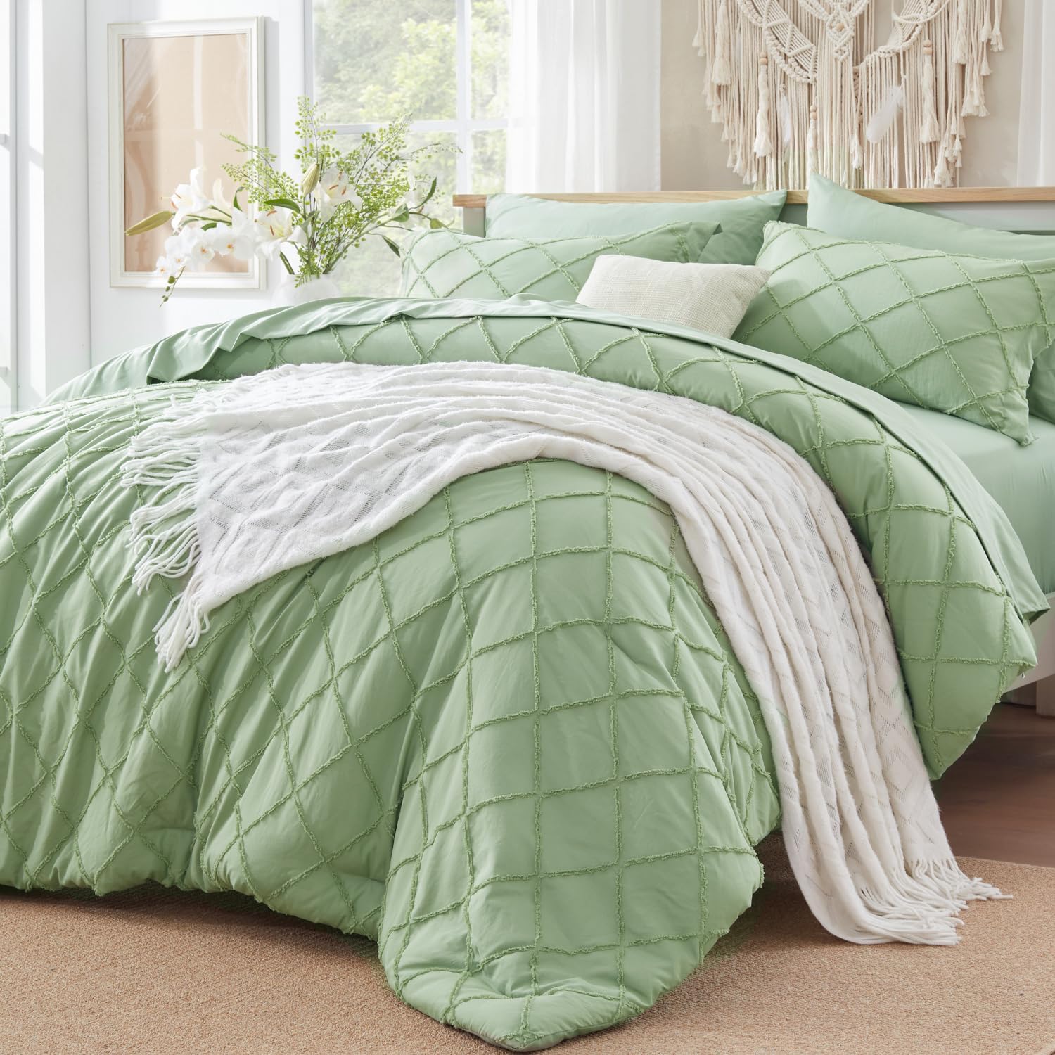 Amazon.com: Hboemde Queen Comforter set 7 Pieces Reversible Bed in a ...