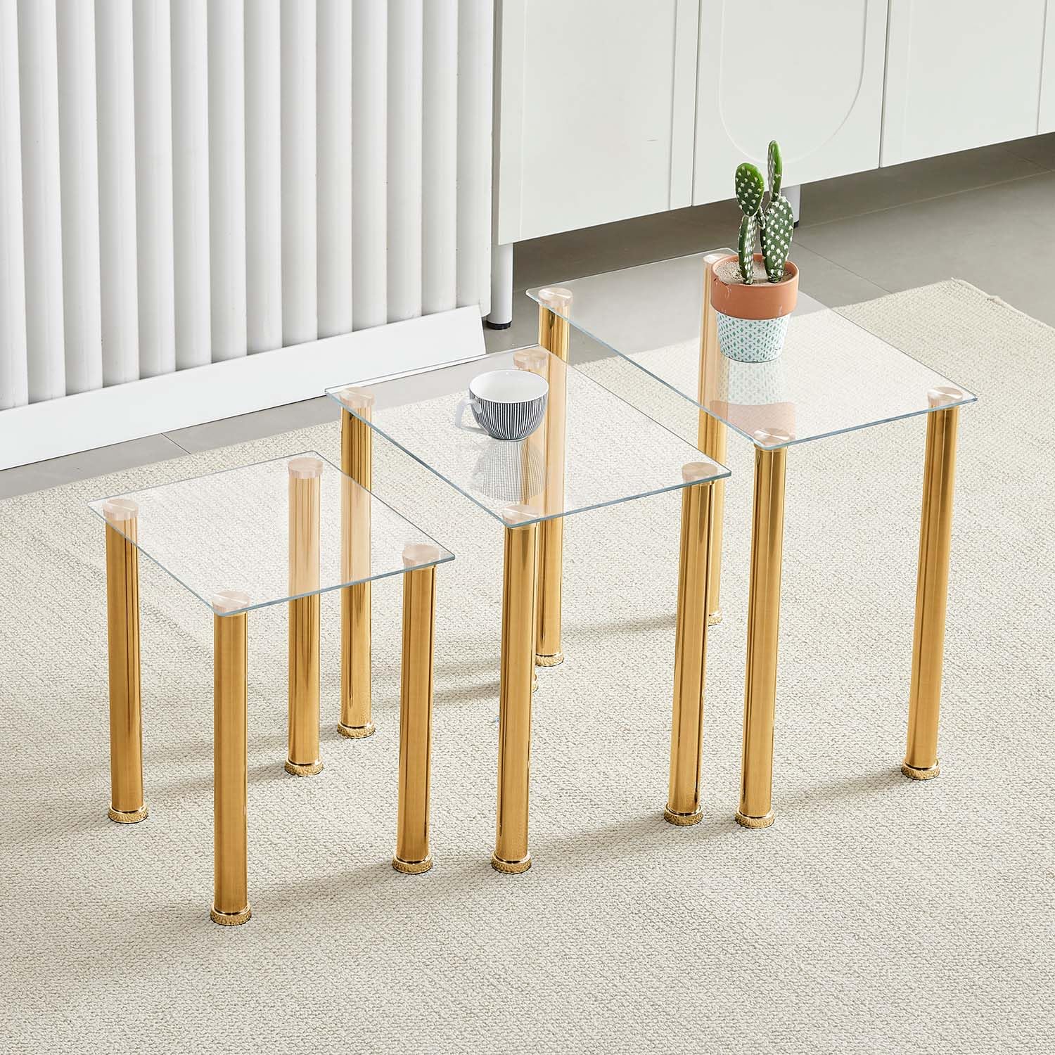 Amazon.com: XHWECAN Nesting Coffee Tables Set of 3 Stacking Coffee Side ...
