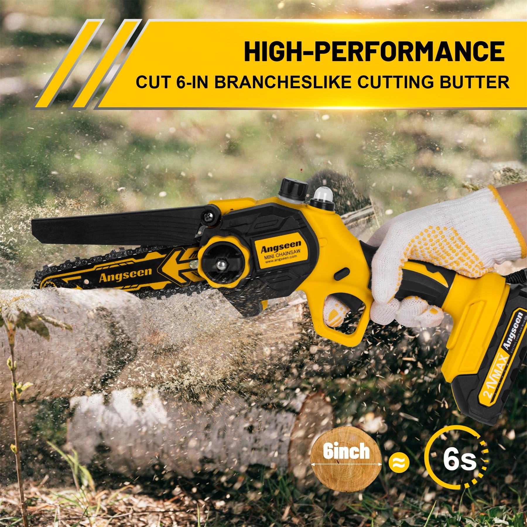 Snapklik.com : Angseen Mini Chainsaw Cordless 6Inch, Chain Saw Electric ...