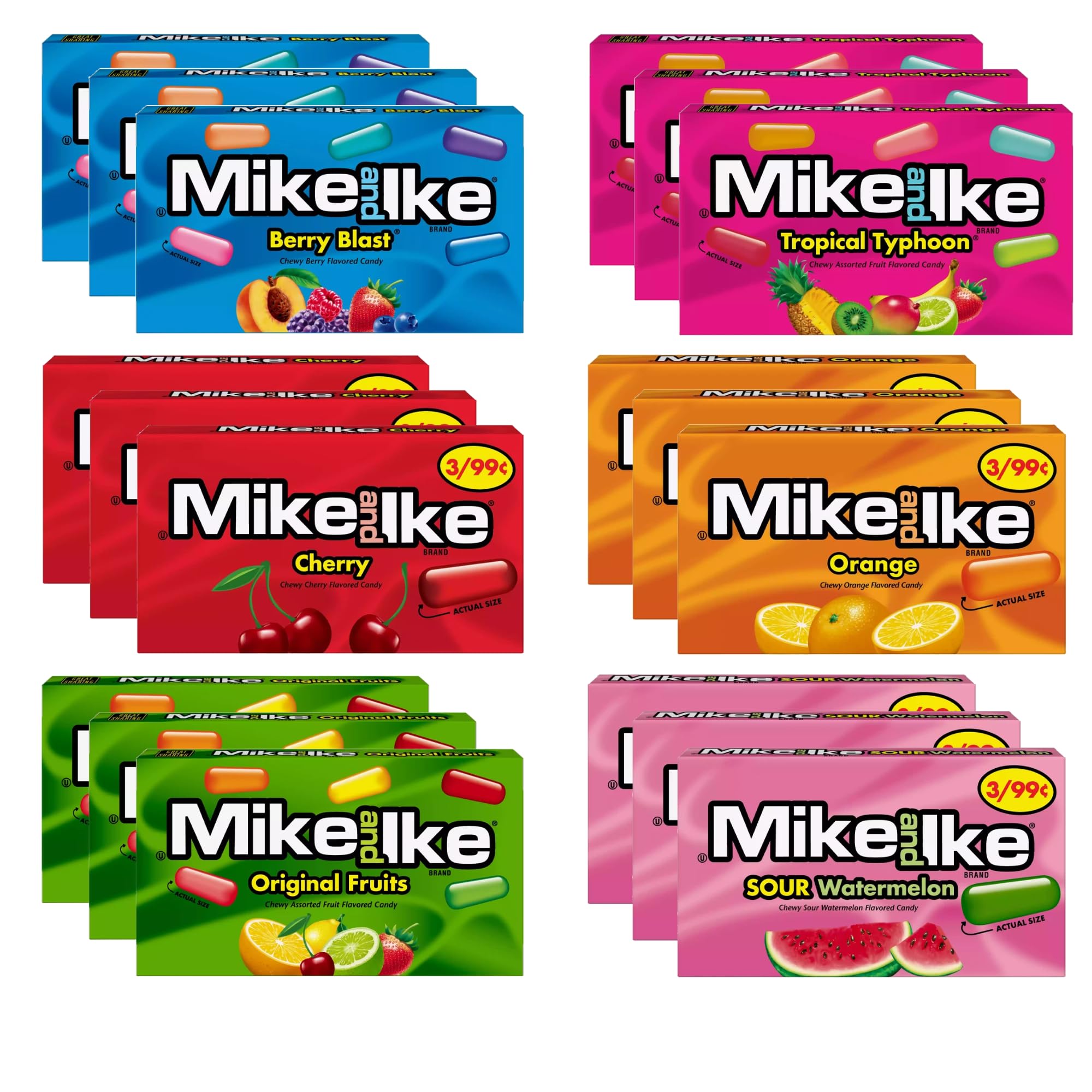 Amazon.com: Mike & Ike Chewy Candy Variety Pack, Assorted Flavors Mini ...