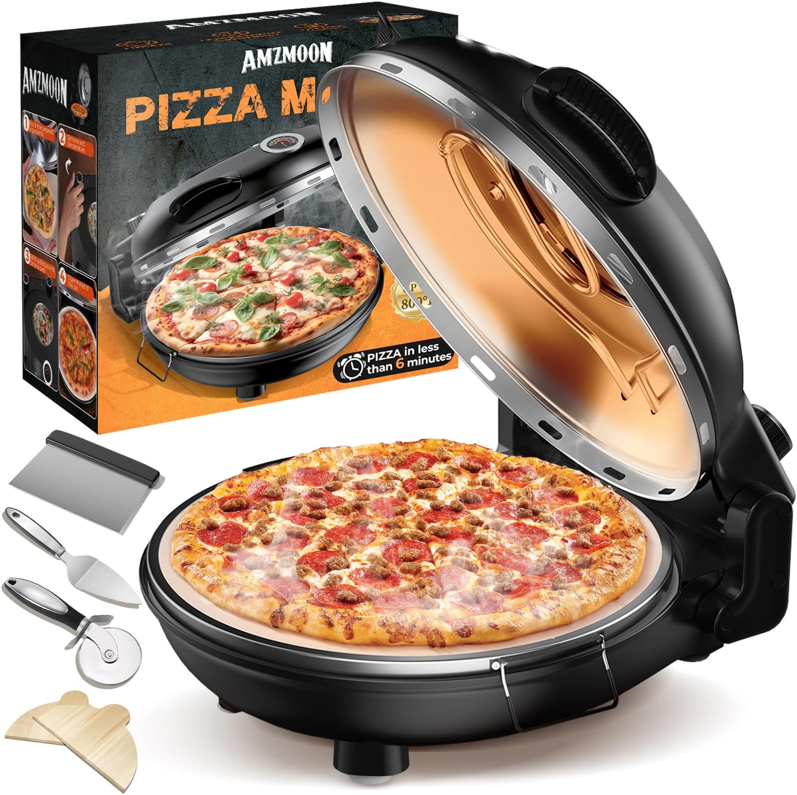 Amazon.com: Pizza Oven – Electric Pizza Oven Indoor Portable, 12 Inch ...