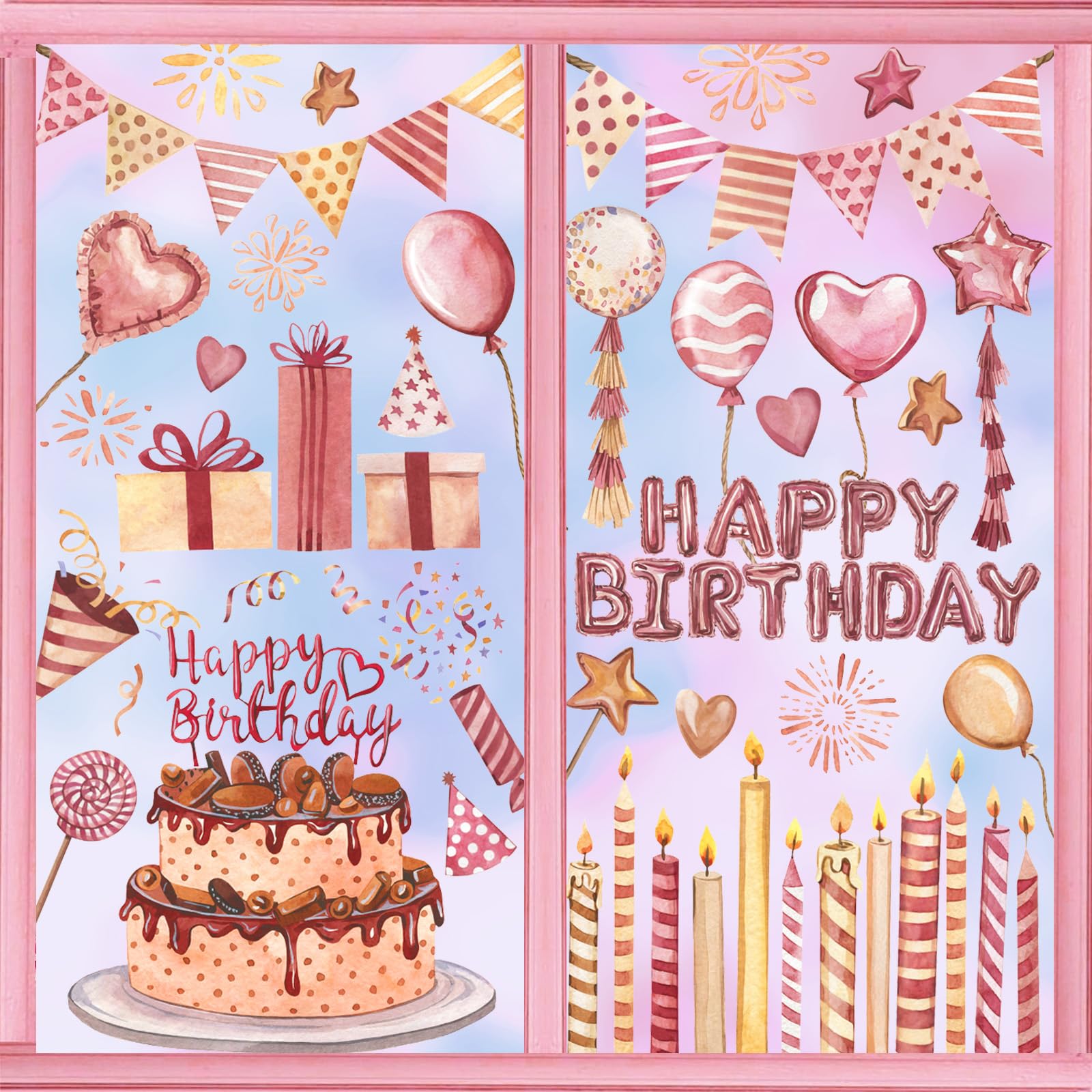 Amazon.com: JarThenaAMCS 9 Sheets Happy Birthday Window Cling Stickers ...