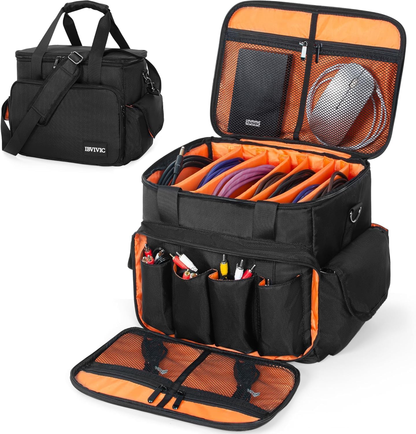 Amazon.com: IBVIVIC DJ Cable File Bag with 6 Detachable Dividers Gig ...