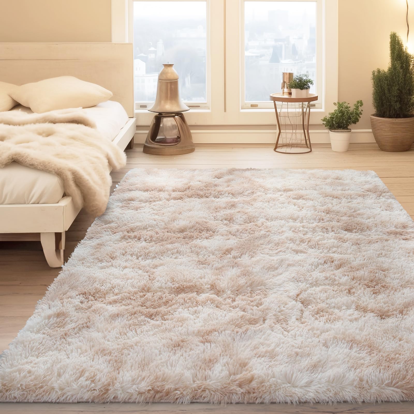 Amazon.com: CRUGZ Tie-Dye Beige Area Rug 6x9 Feet, Ultra Soft Beige Rug ...