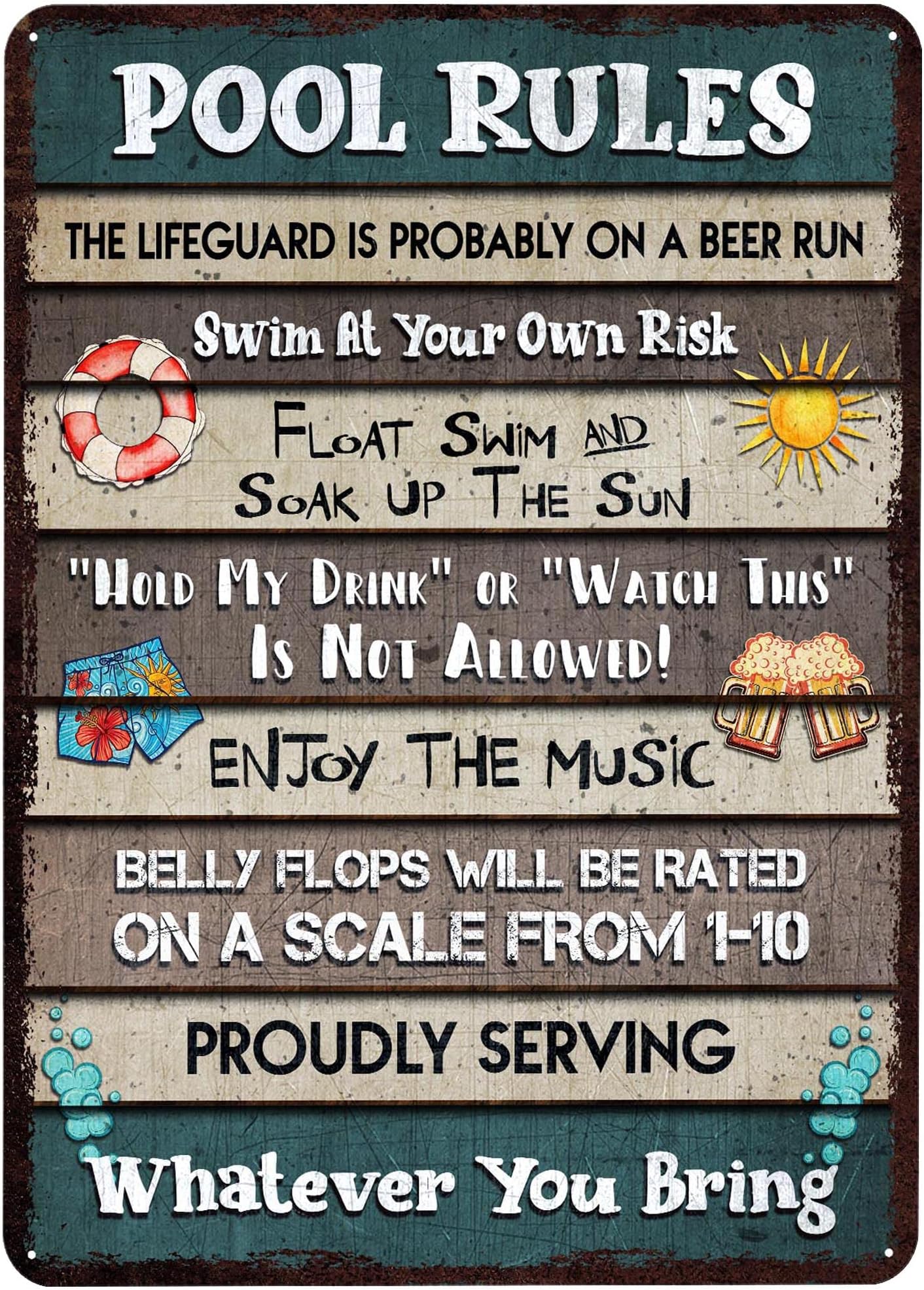 Amazon.com : Get Your Float On 12" x 8" Pool Sign Pink Flamingo Pool ...