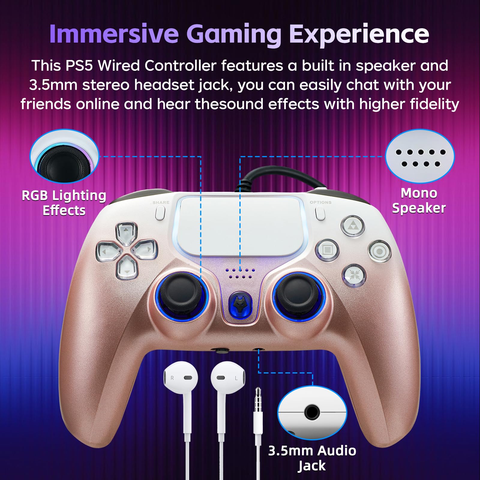 Snapklik.com : DOYO Wired PS5 Controller For PlayStation 5, PC, PS4 ...