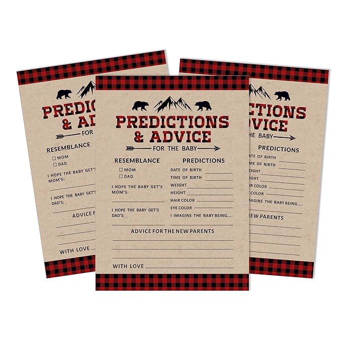 Buy Inkdotpot 50 Prediction Cards for Baby Shower Game Lumberjack ...