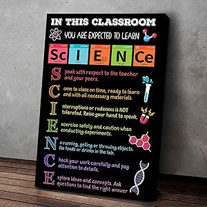 Amazon.com: Science In This Classroom Poster Canvas, Gifts For Science ...