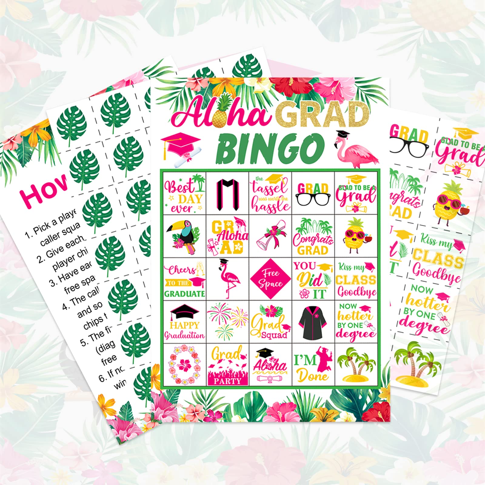 Buy Graduation Bingo Cards, Aloha Grad Graduation Bingo Game, Tropical ...