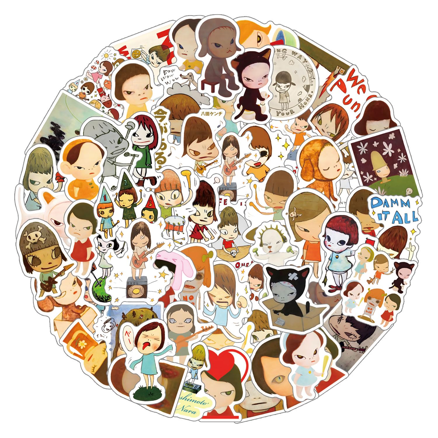 Amazon.com: 62Pcs Yoshitomo Nara Stickers Pack,Cartoon Vinyl Waterproof ...
