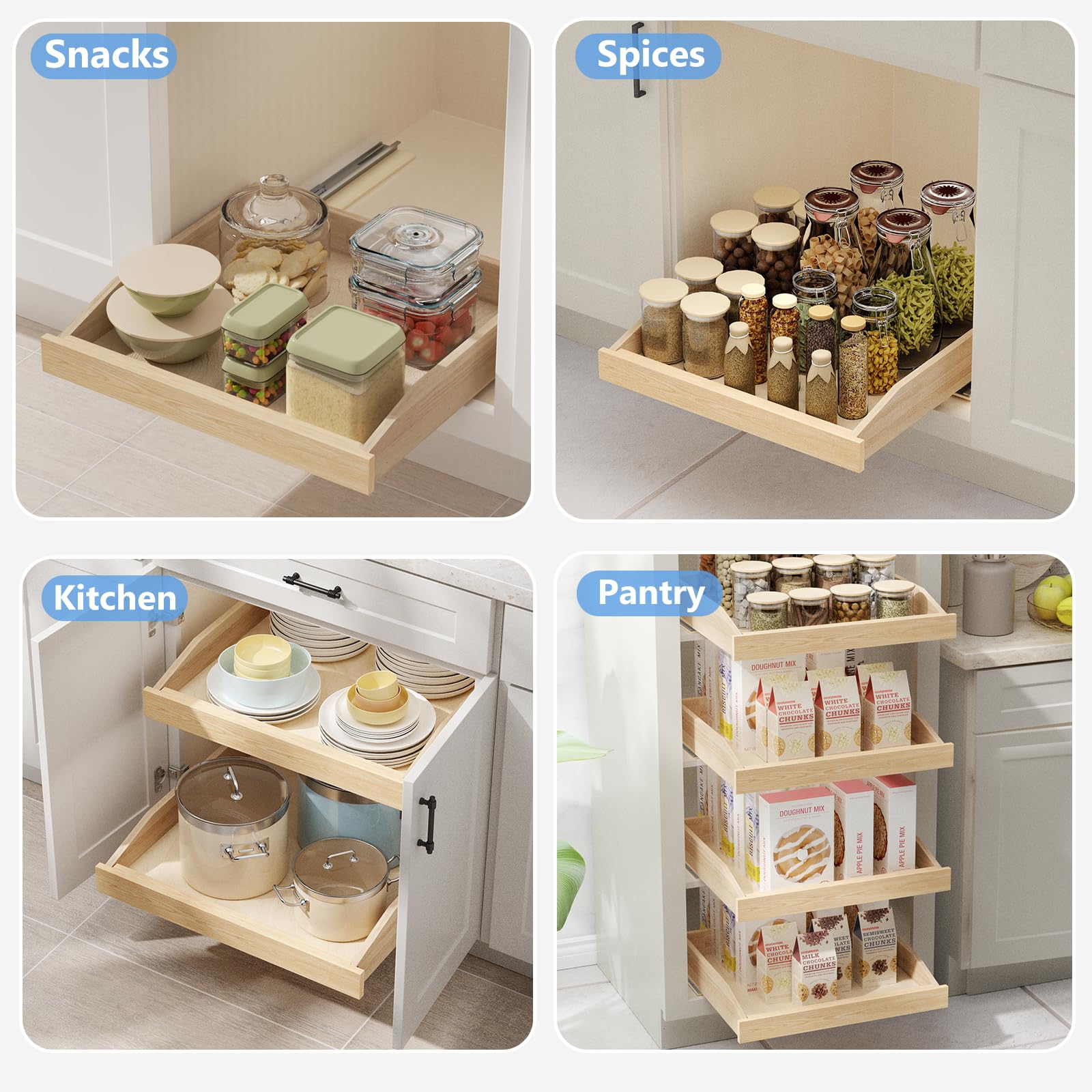 Snapklik.com : Single Pull Out Cabinet Organizer 281⁄2”W X 21”D, Soft ...