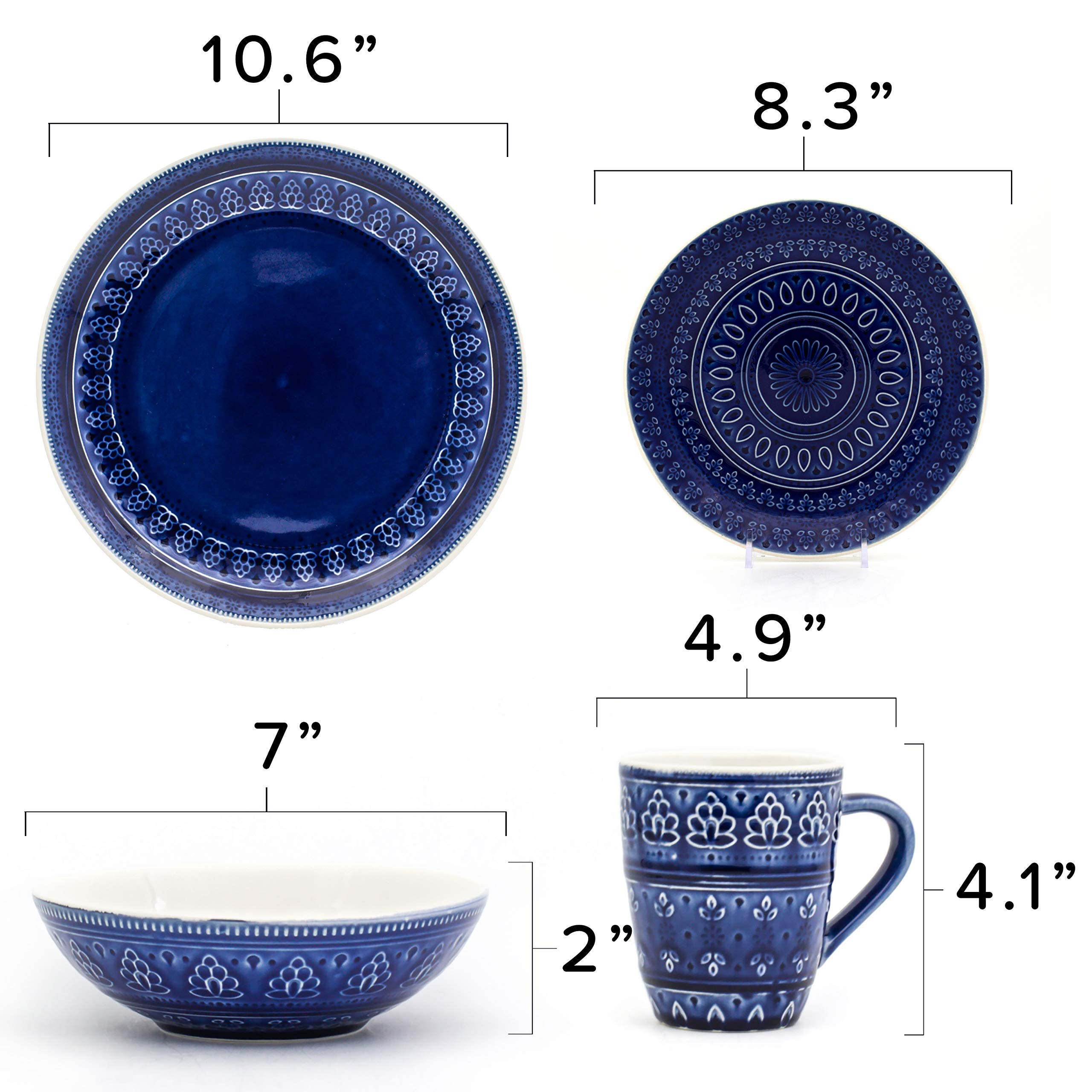 Buy Euro Ceramica Fez Collection 16 Piece Ceramic Reactive Crackleglaze ...