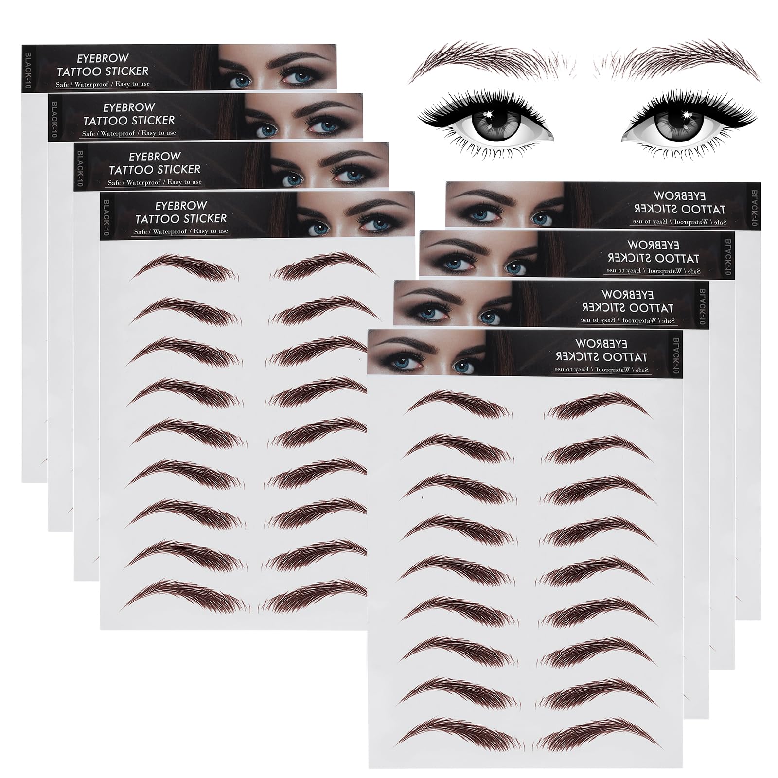 Amazon.com : Sibba Eyebrow Color Tattoos 8 Sheets Waterproof Stencils ...