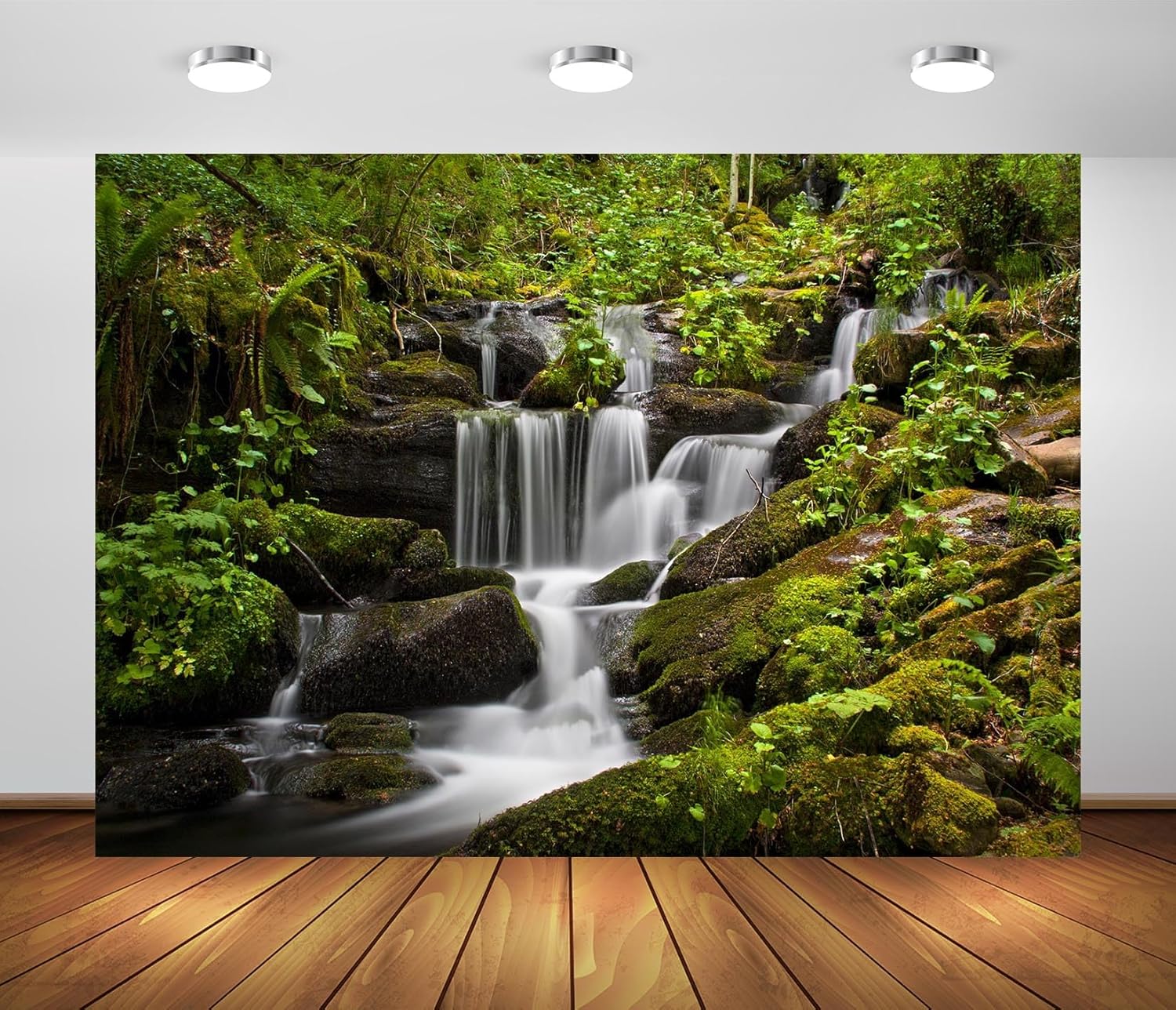 Amazon.com : BELECO 5x3ft Fabric Jungle Waterfall Backdrop Tropical ...