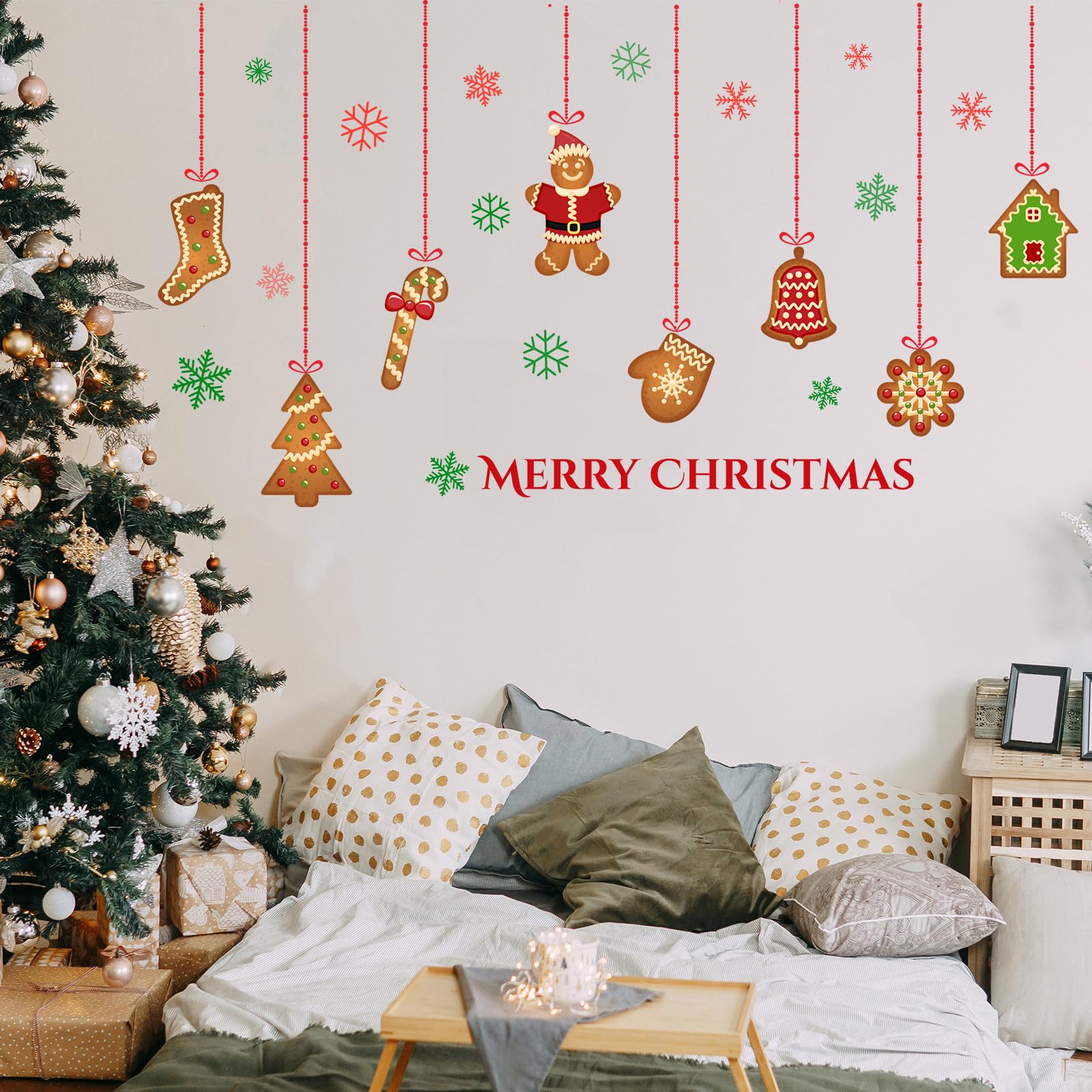 Amazon.com: Christmas Gingerbread Wall Decals Removable Vinyl Xmas Wall ...