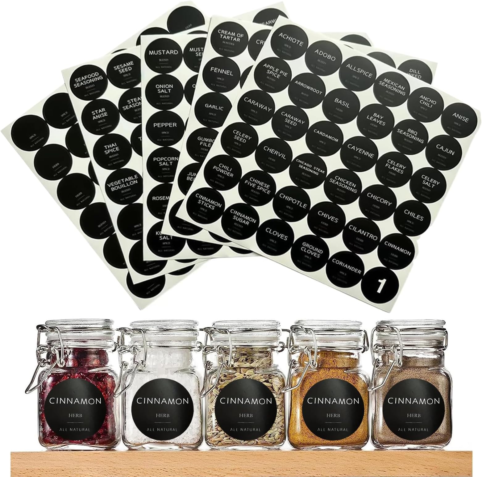Spice Jar Labels - Water Resistant 37mm Satin Plastic Stickers - Top 25 ...