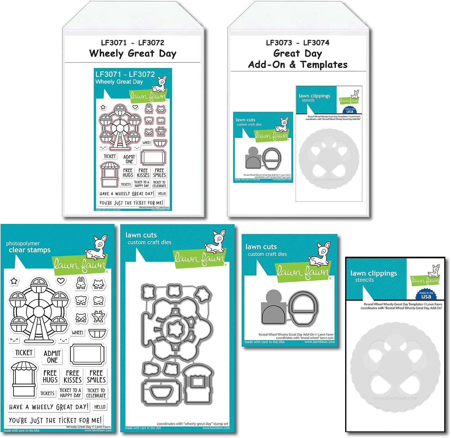 Amazon.com : Wheely Great Day, Add On and Template Lawn Fawn Stamp ...